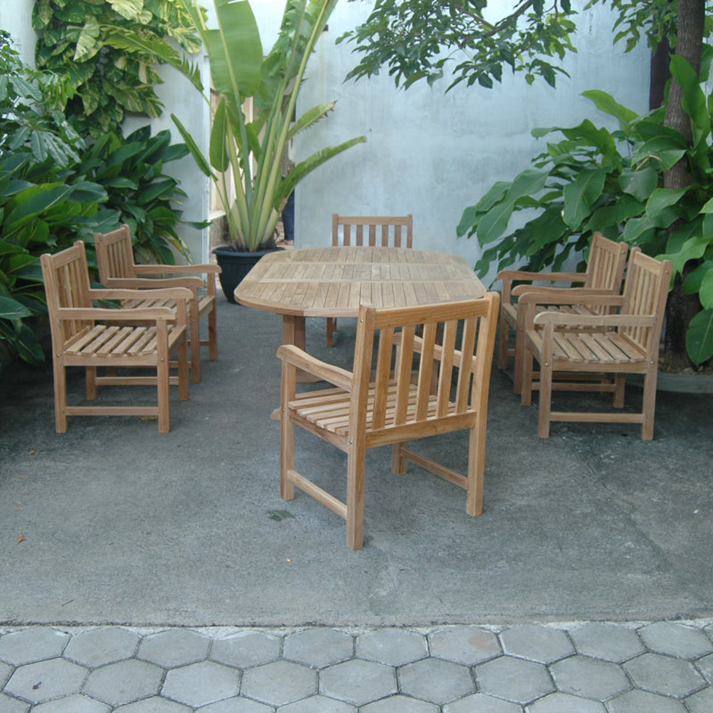 Bayou Breeze Kramer 6 - Person Oval Teak Extendable Outdoor Dining Set ...