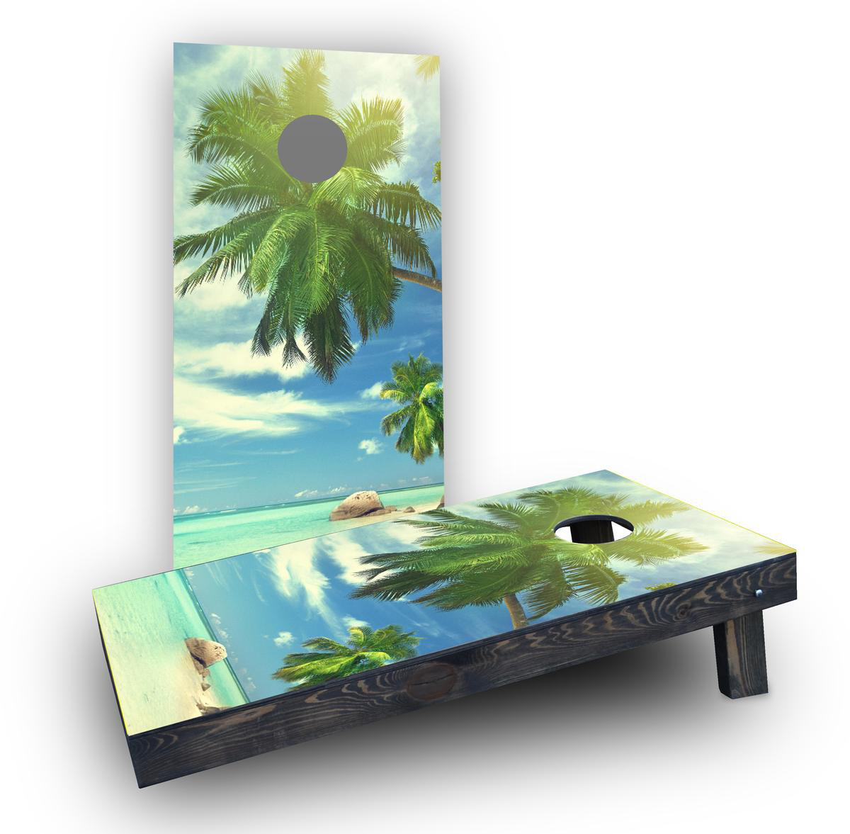 Custom Cornhole Boards Palms Off The Beach on a Sunny Day Cornhole ...