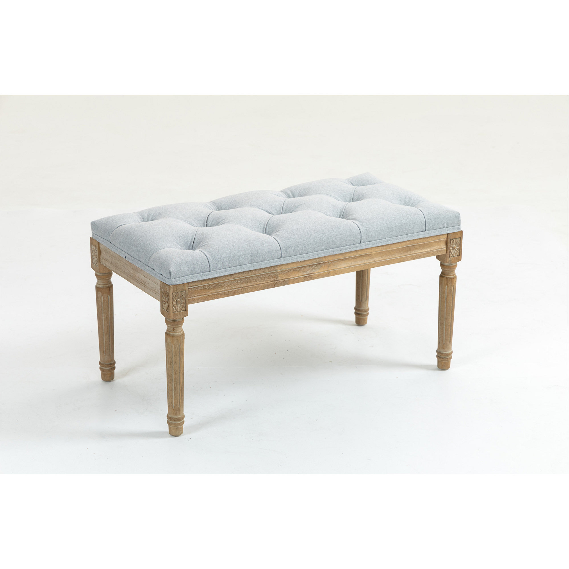 One Allium Way® 32"Inch French Vintage Bedroom Bench Upholstered Dining ...