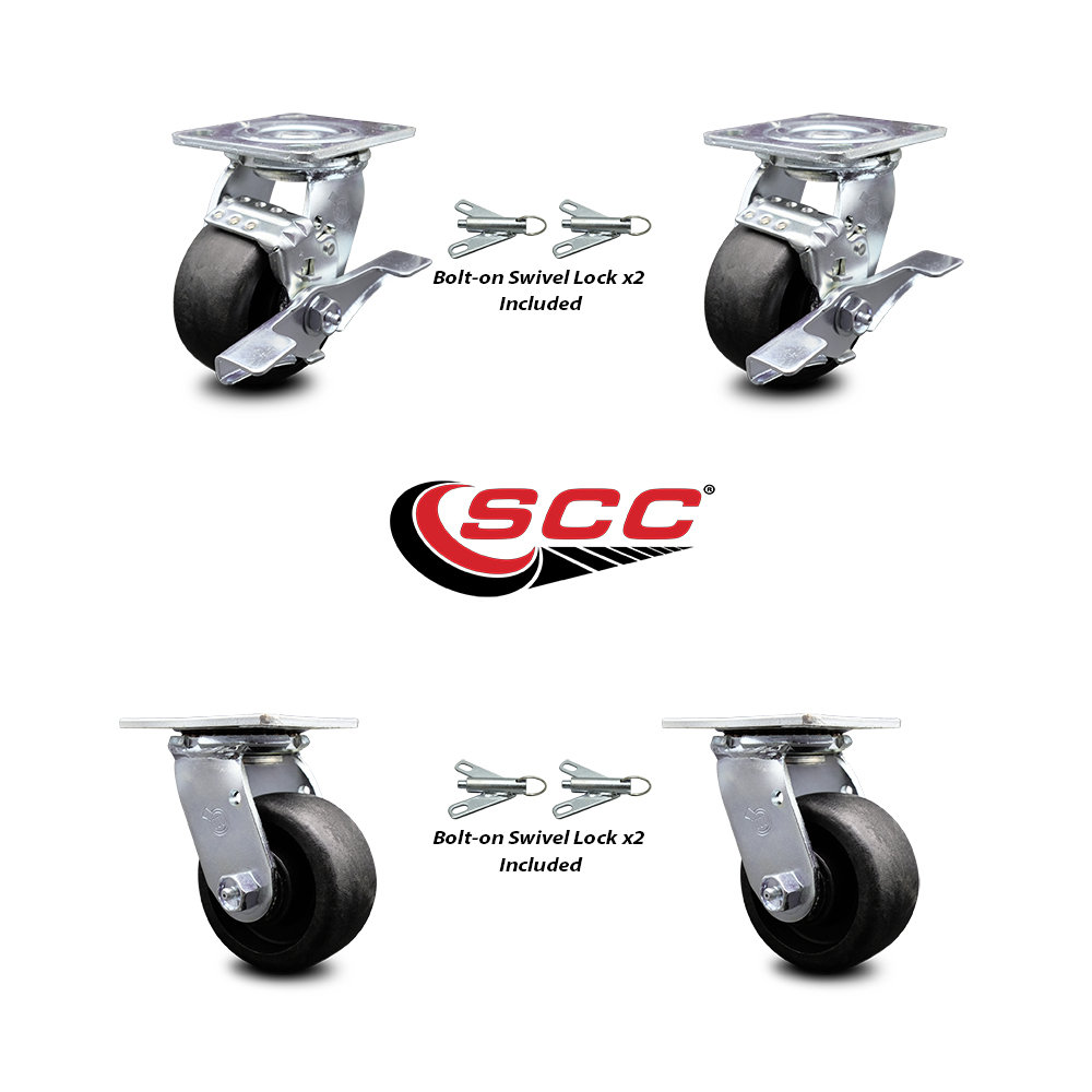 Service Caster 4 Inch Glass Filled Nylon Caster Set with Roller ...