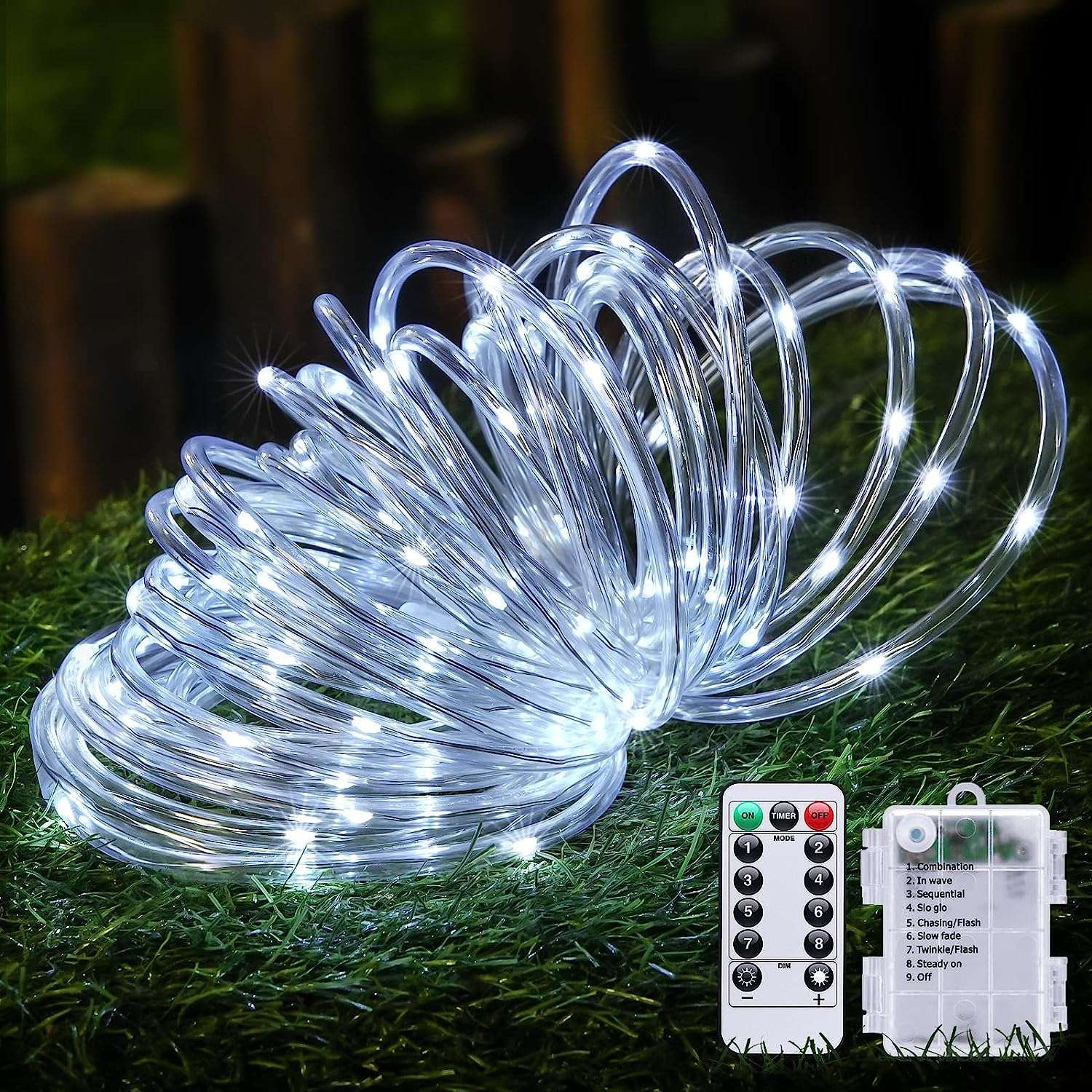 Arlmont & Co. Cissiee 16.4ft LED Rope Lights Outdoor Battery Operated ...