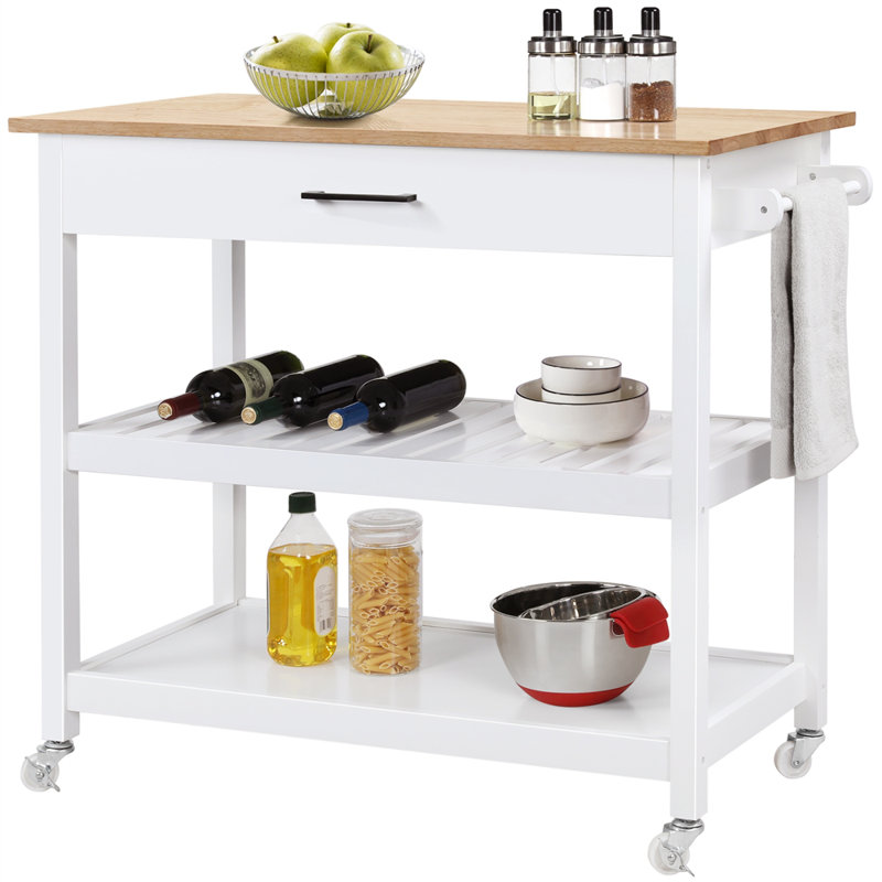 Latitude Run® Clinten Kitchen Island with Solid Wood Top & Reviews ...