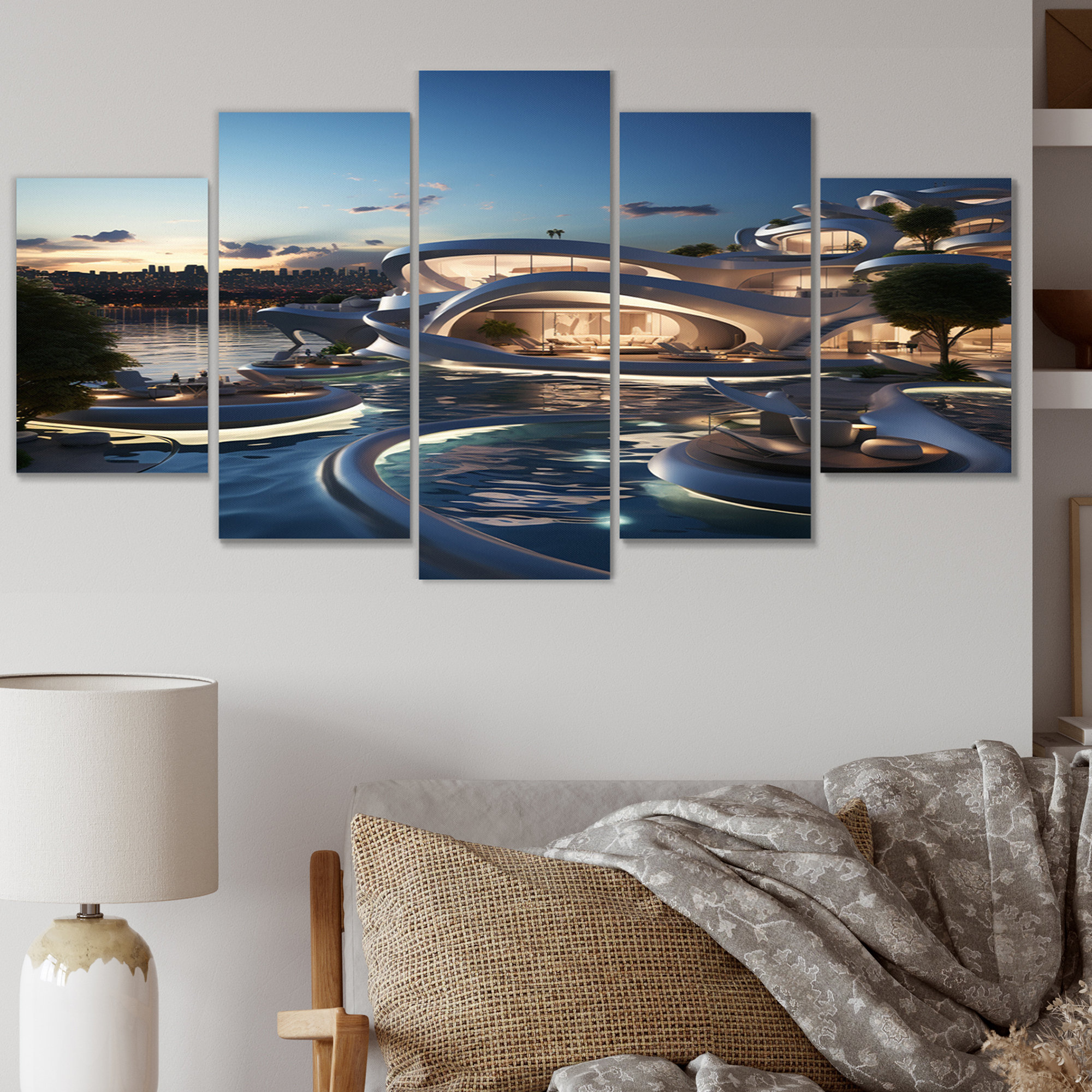 Design Art Futuristic Architecture III - Architecture Canvas Wall Art ...