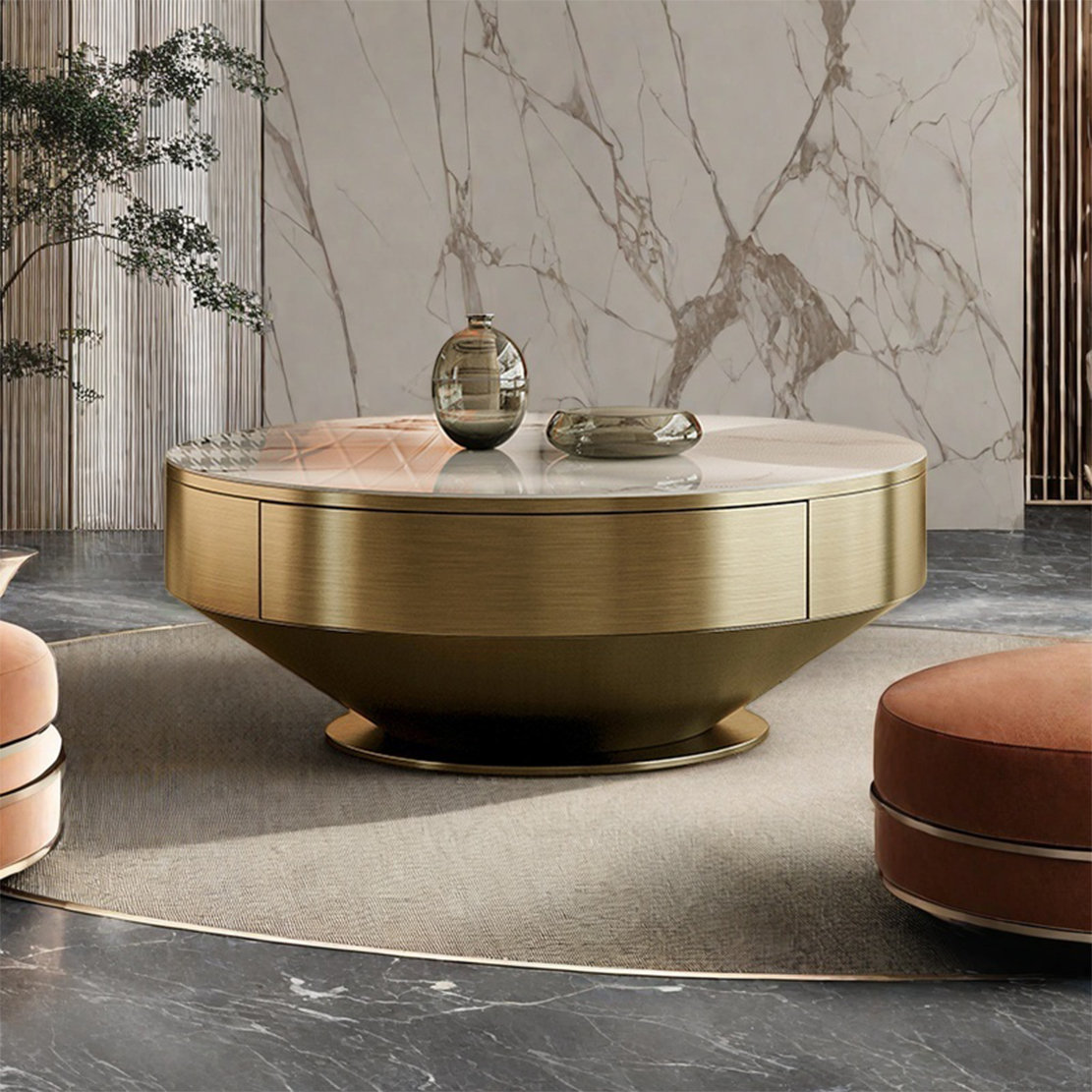 Trentastic Trails Light luxury modern round rock table | Wayfair