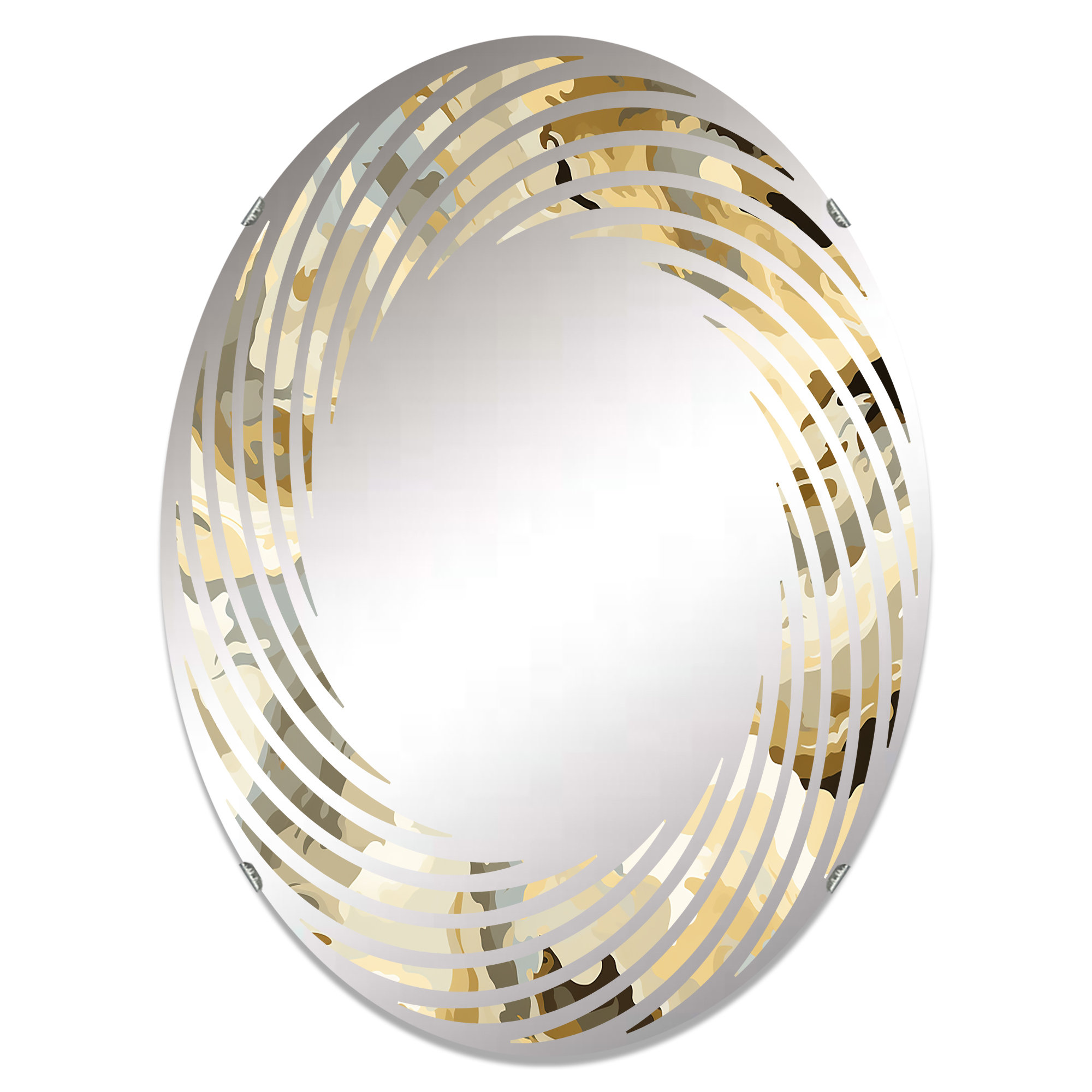 Design Art Gilded Concealment Beige And Brown - Spiral Wall Mirror Oval ...