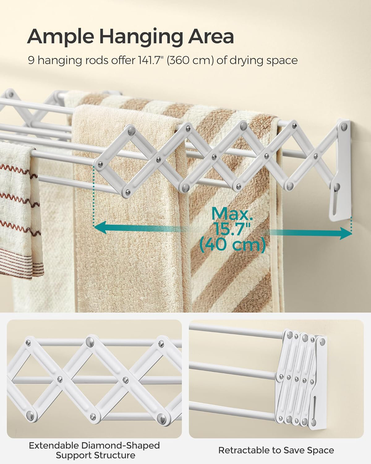 Rebrilliant Clothes Drying Rack Wall-Mounted Drying Rack Clothing Small ...