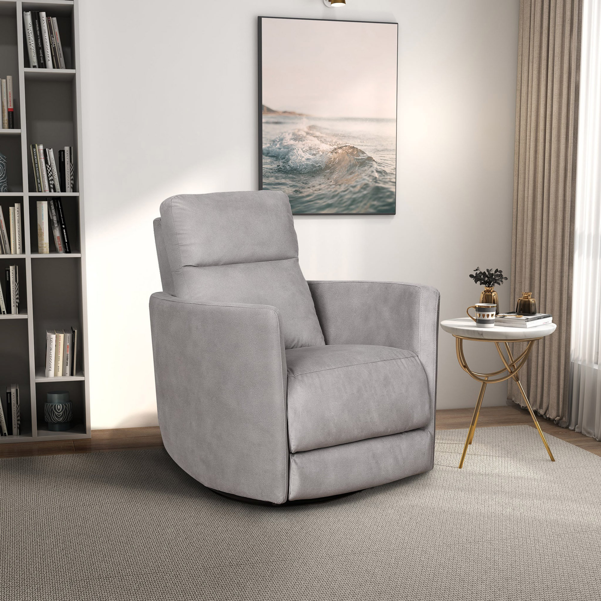 Latitude Run® Lawson Swivel Glider Suede Recliner Chair | Wayfair