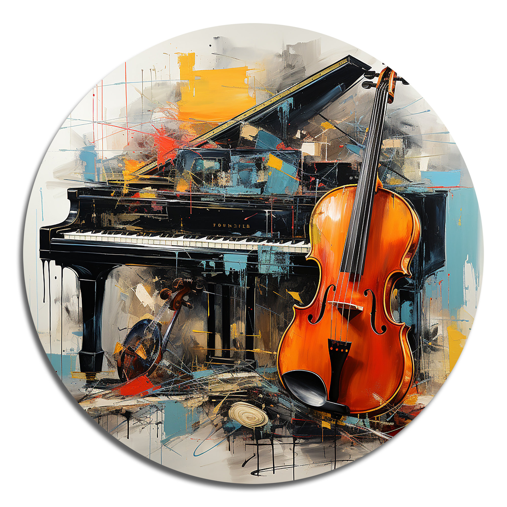 Design Art Music Dynamic Ballad Bold - Music Round Metal Home Decor ...