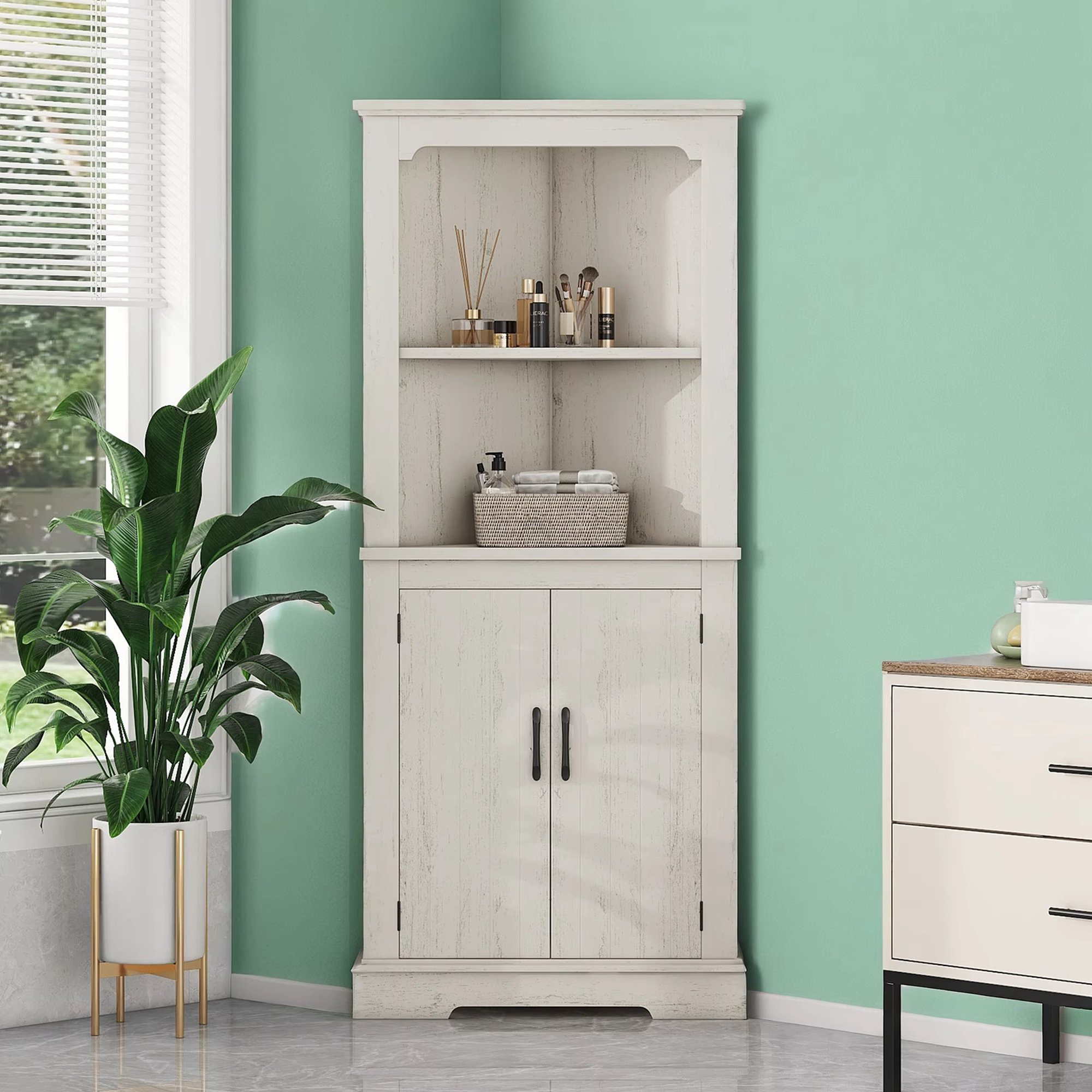 Keyly inc Tall Corner Cabinet with Doors | Wayfair