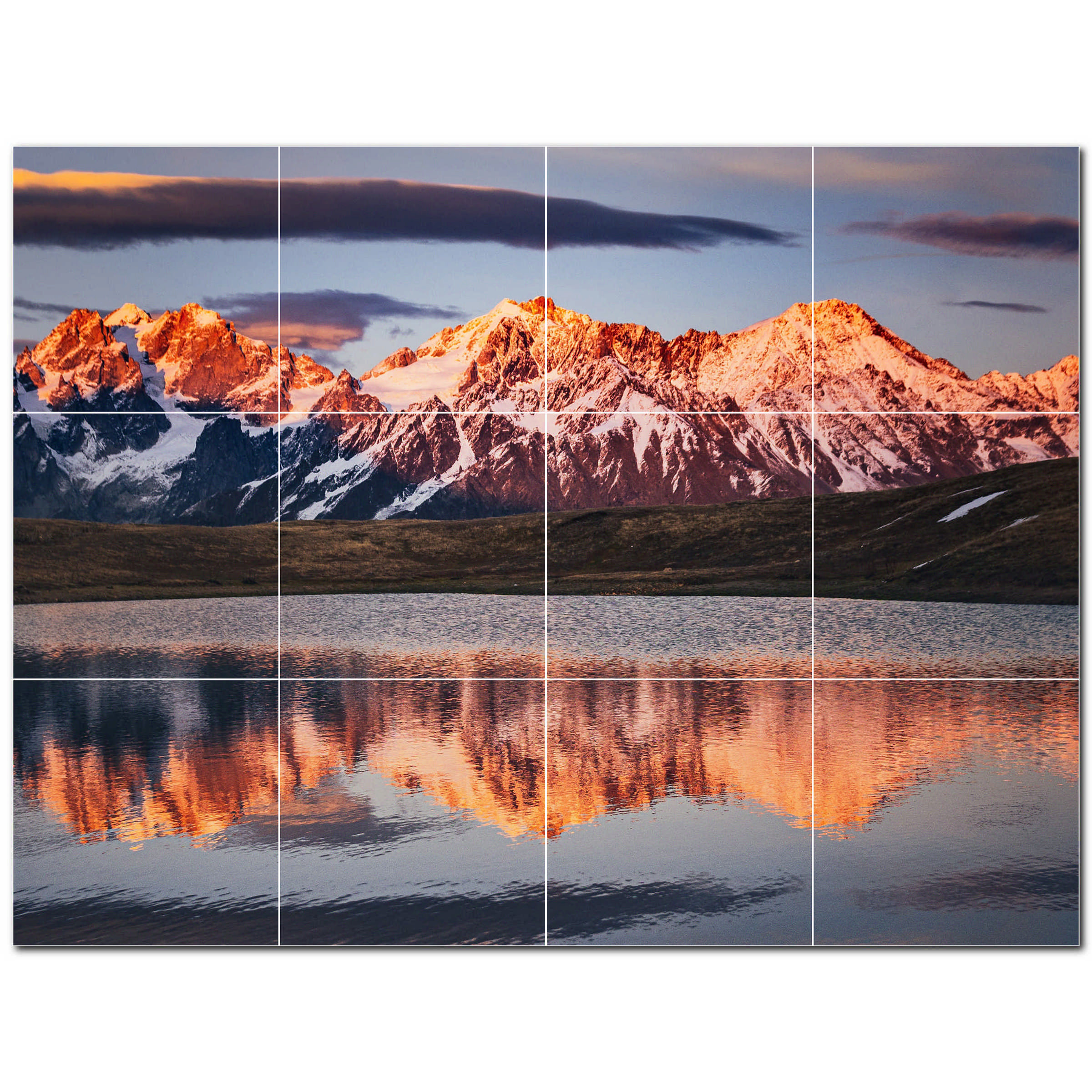 Picture-Tiles.com 12.75" x 17" Ceramic Mountains Photo Decorative Mural ...