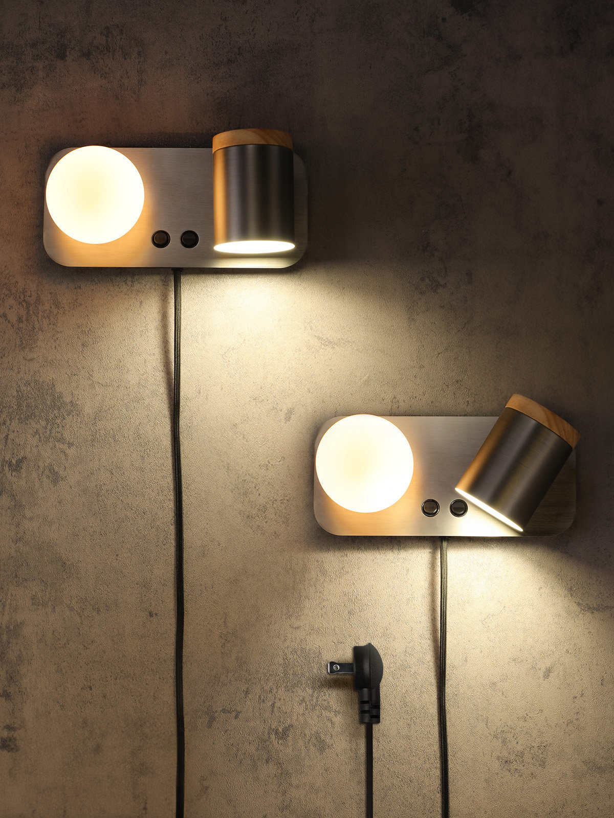 Ivy Bronx Dual-Head Wall Mounted Reading Lights, Plug-In Wall Sconces ...