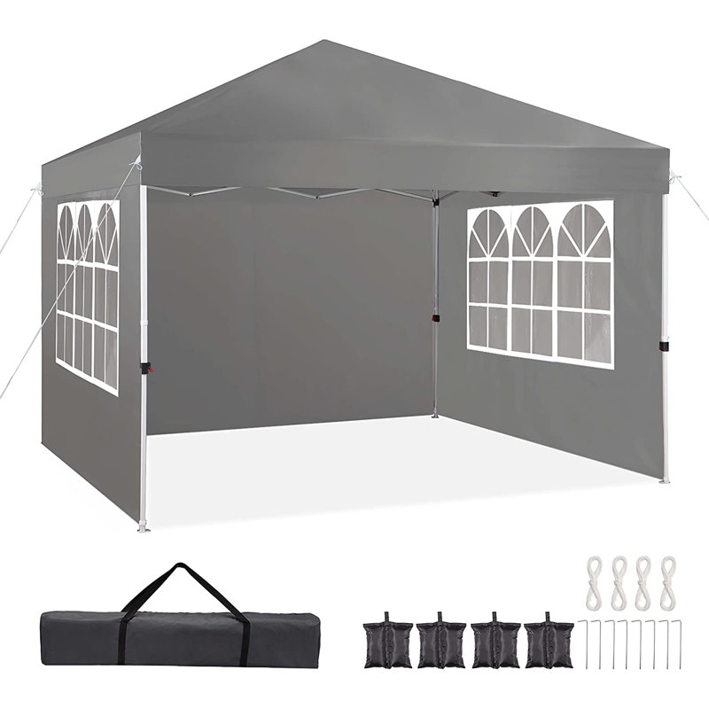 OLYMSOLD 10 Ft. W x 10 Ft. D Steel Pop-Up Party Tent Canopy with Side ...