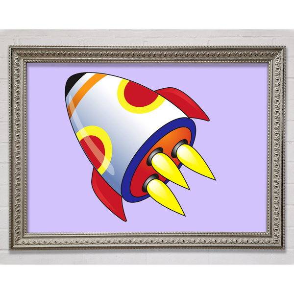 Isabelle & Max Flying Rocket Ship Lilac - Single Picture Frame Print ...