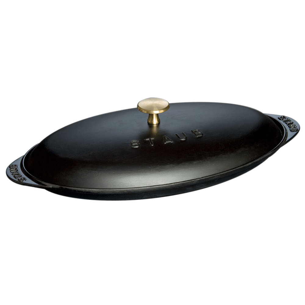 Staub Cast Iron 14.5-inch x 8-inch Covered Fish Pan - Matte Black ...