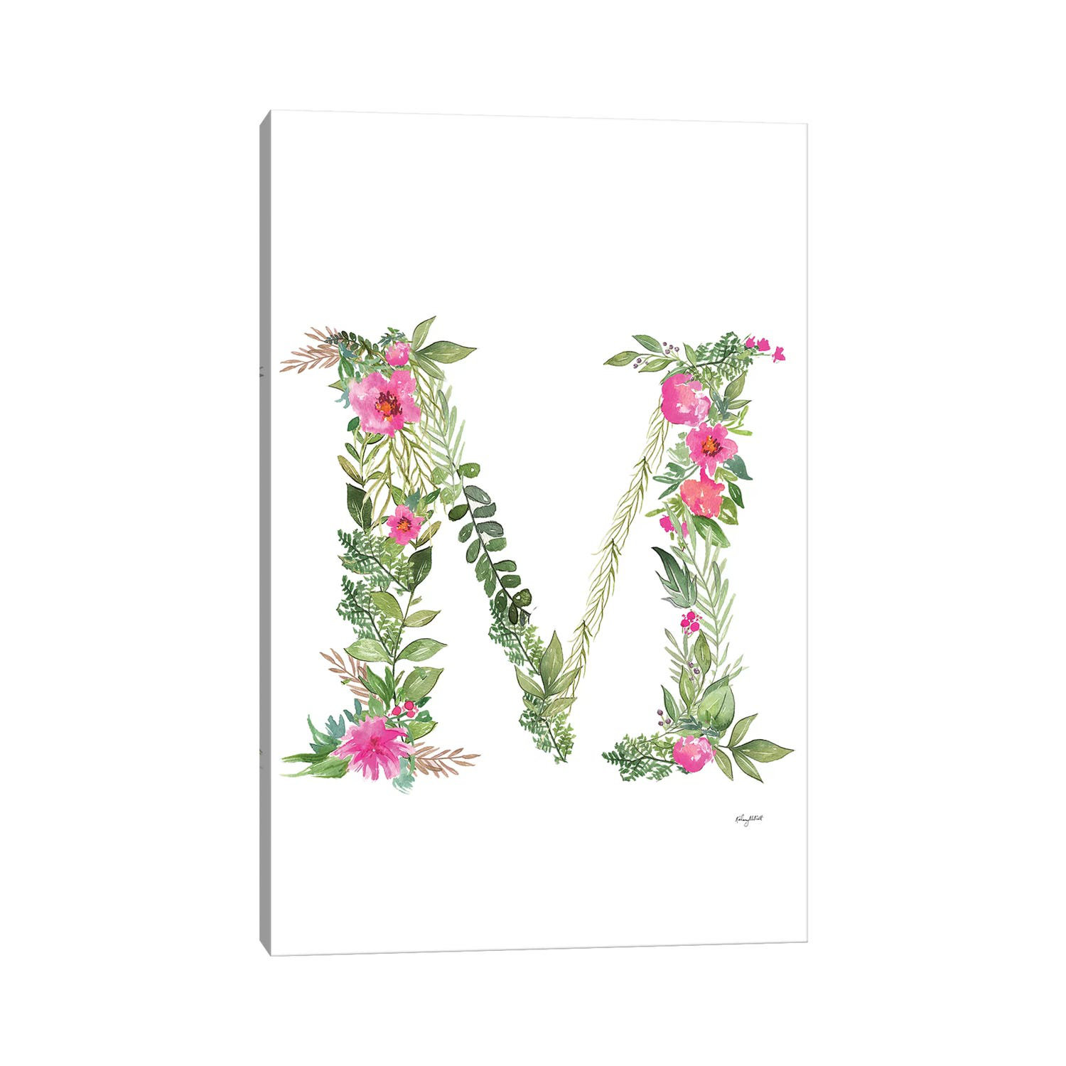 East Urban Home Botanical Letter M by Kelsey Mcnatt - Wrapped Canvas ...