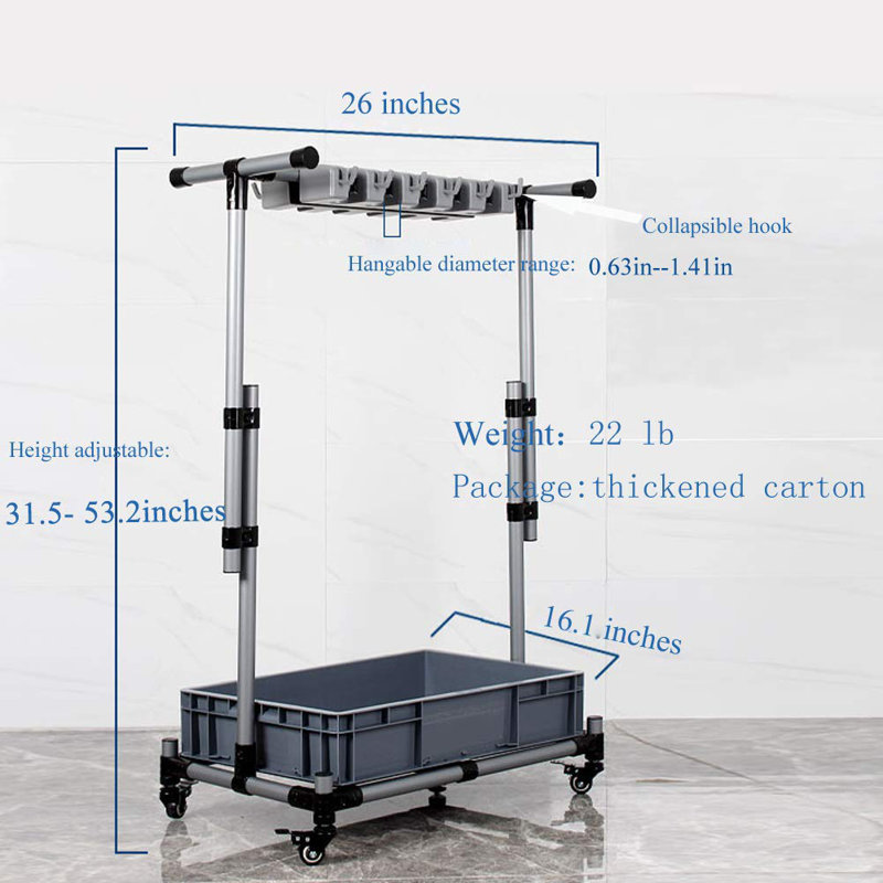 Glorbu Movable Floor-Mounted Mop Rack (10 Racks) | Wayfair