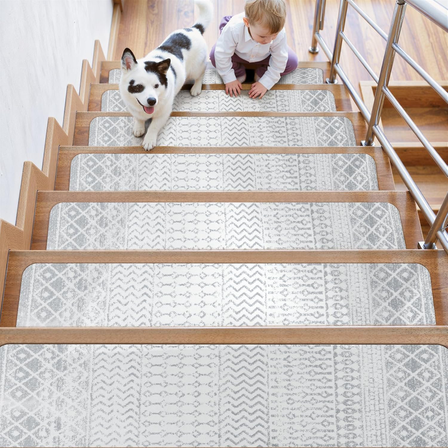 Bungalow Rose Wooden Steps With Additional Anti Slip Stair Treads | Wayfair