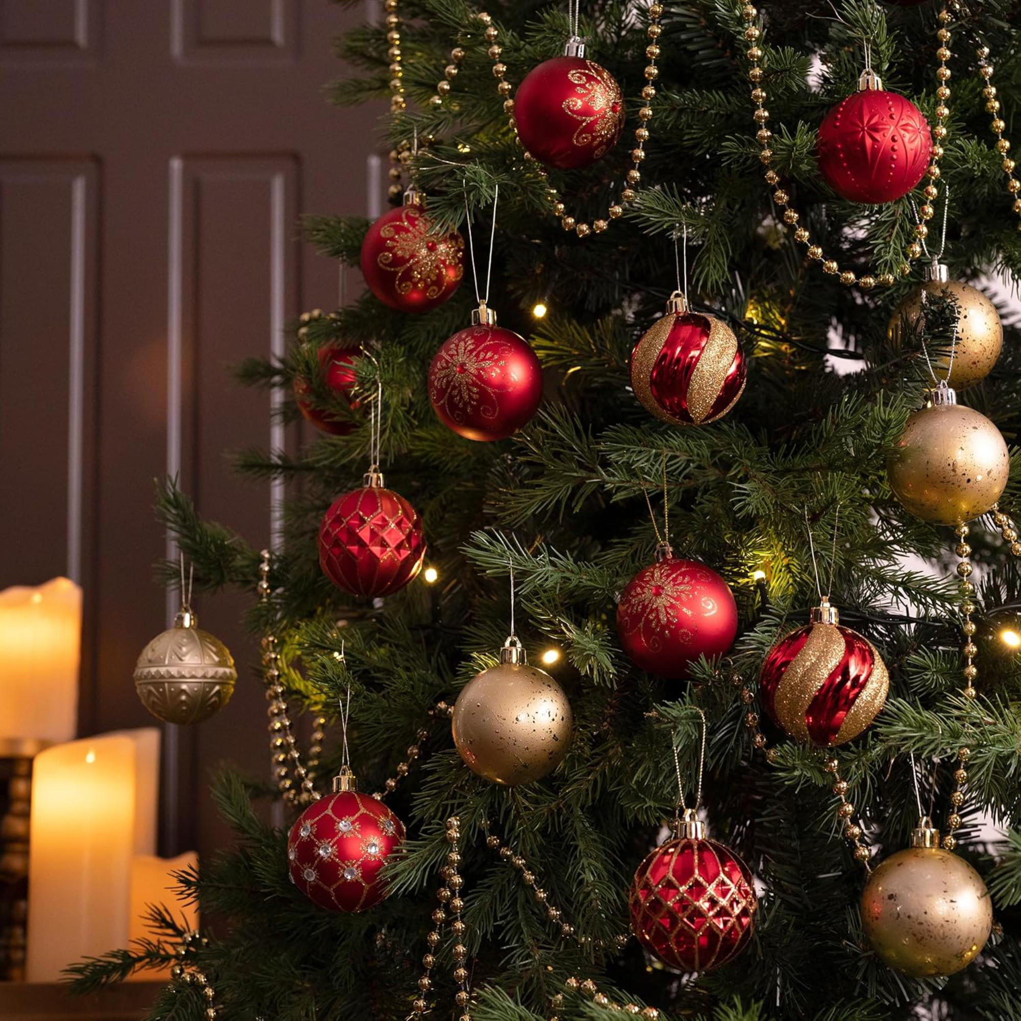 The Holiday Aisle® Christmas Ornaments Set, 30Ct Red And Gold ...