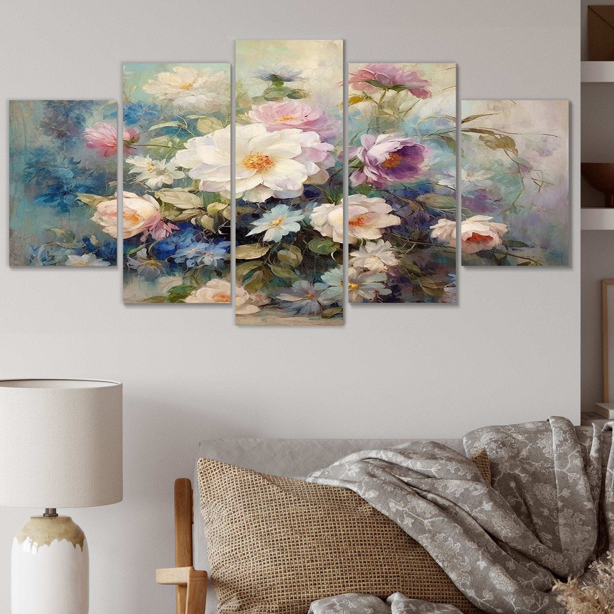 Lark Manor™ Retro Collage Blossoming Wildflowers - Wildflowers Canvas ...