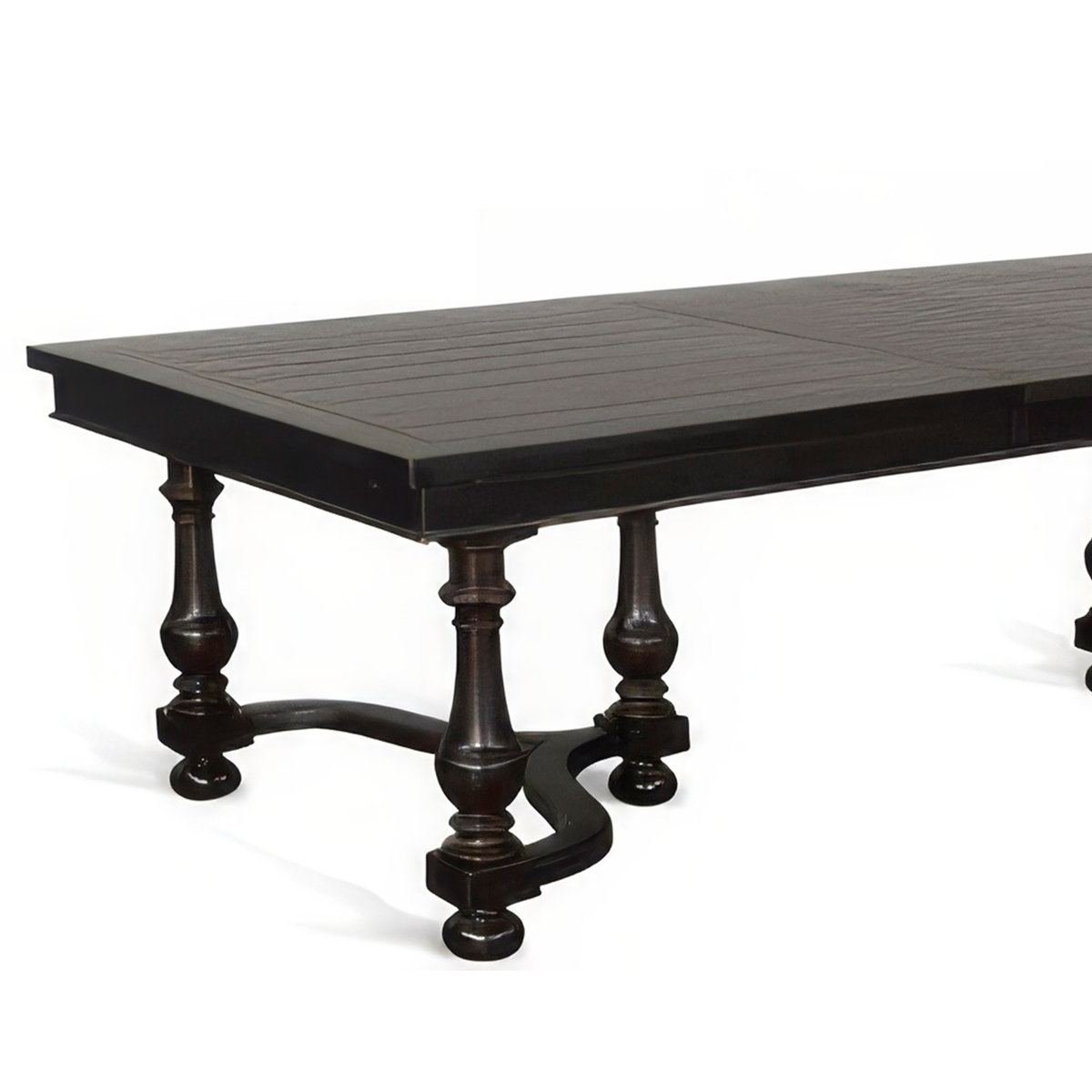 Benjara Elon Extendable Dining Table, 76-112 Inch Top, 6 Turned Legs ...