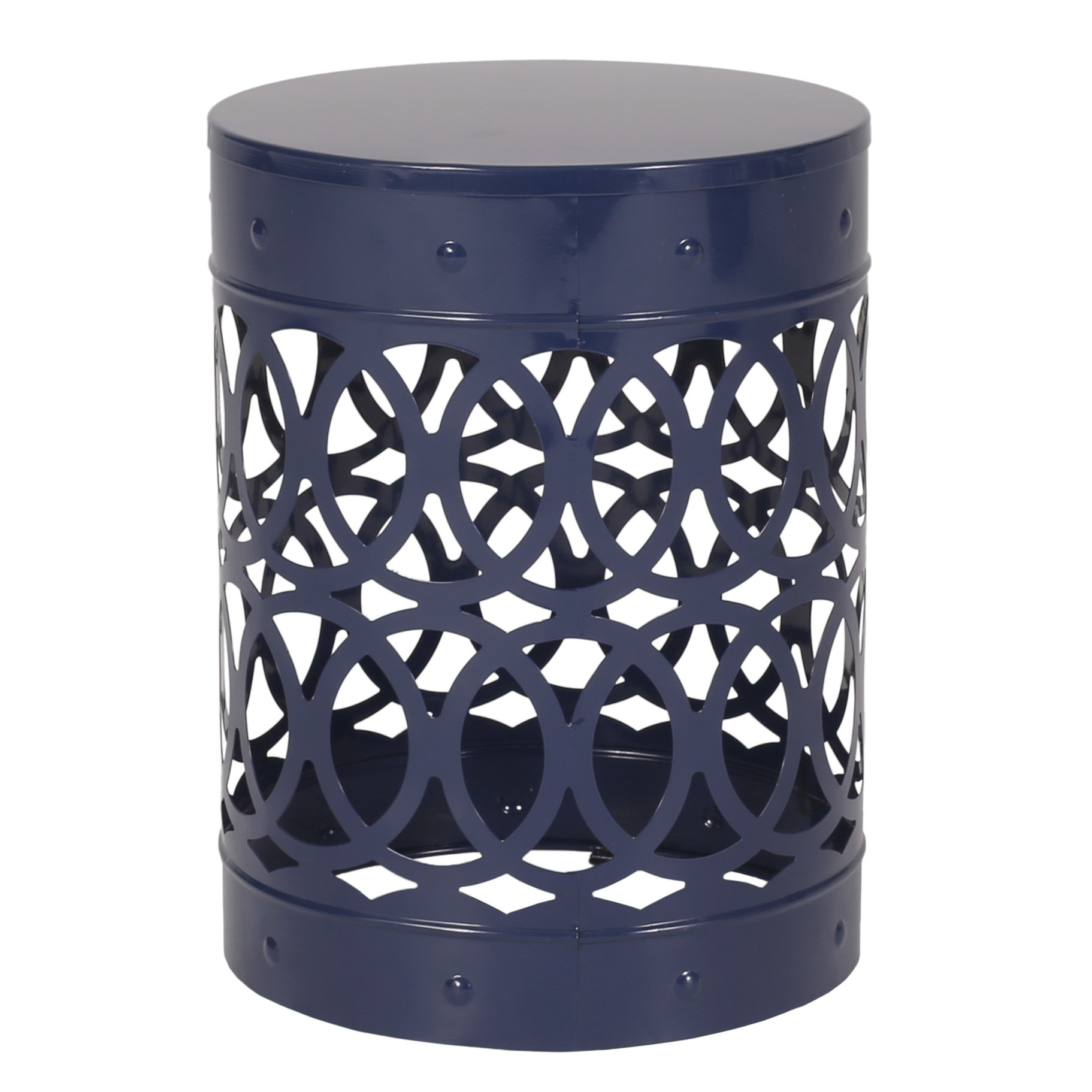 Ivy Bronx Modern Black Outdoor Iron Cut End Table - Large With ...
