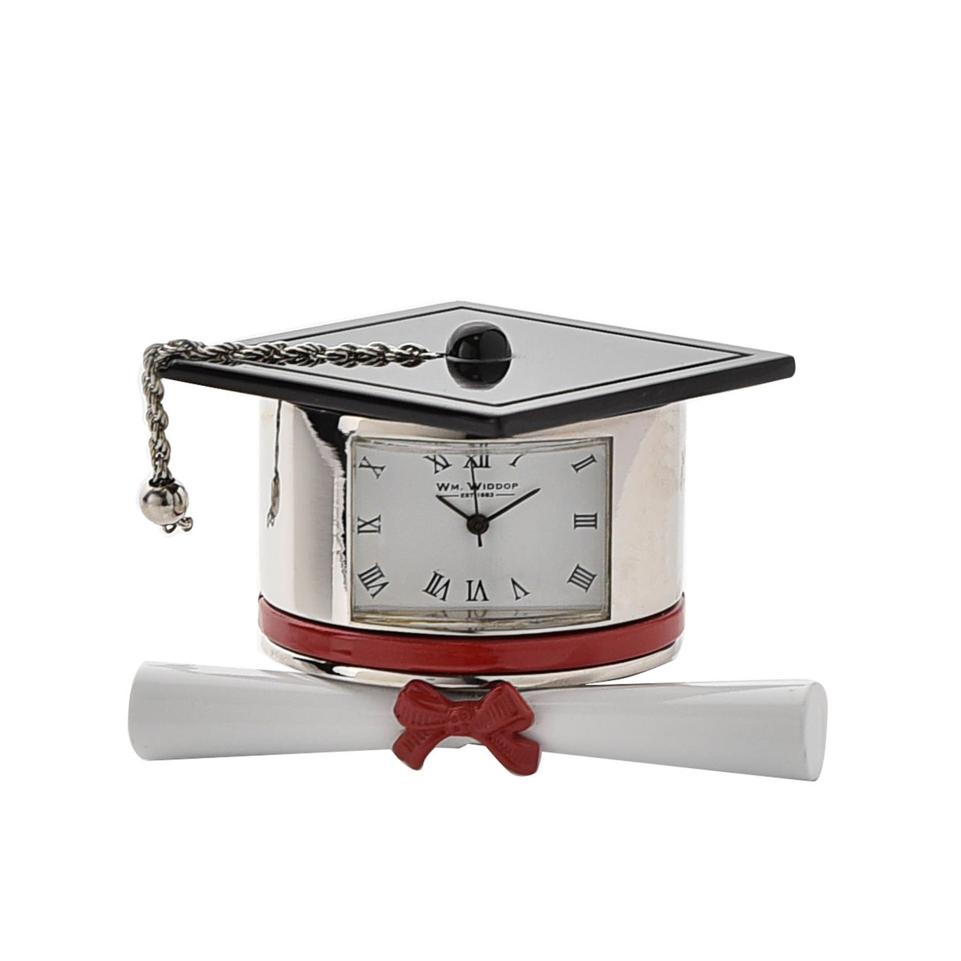 Wm Widdop Analog Metal Quartz Tabletop Clock in Red/White | Wayfair.co.uk