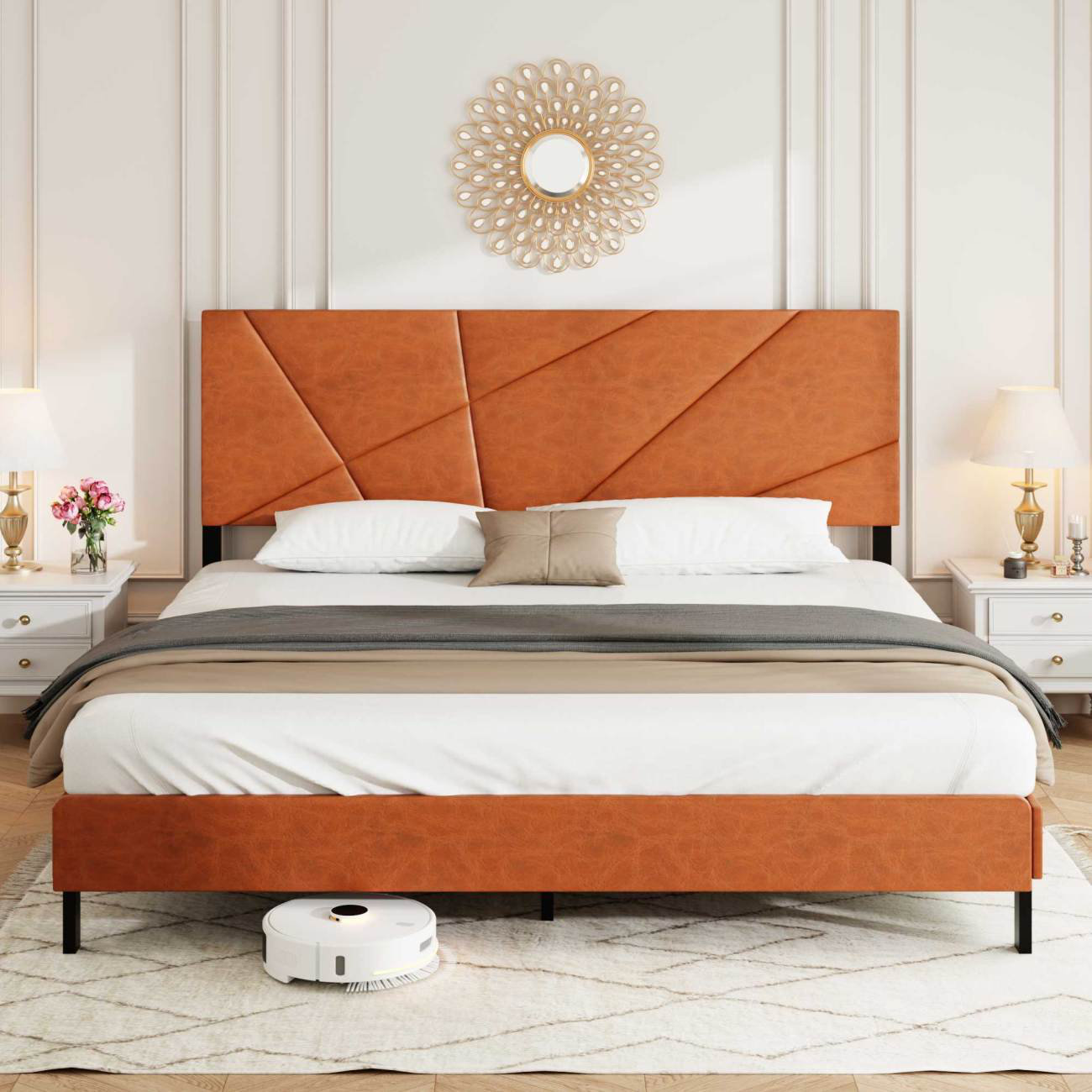 Latitude Run® King Size Metal Bed Frame, Square Platform Bed With Under ...