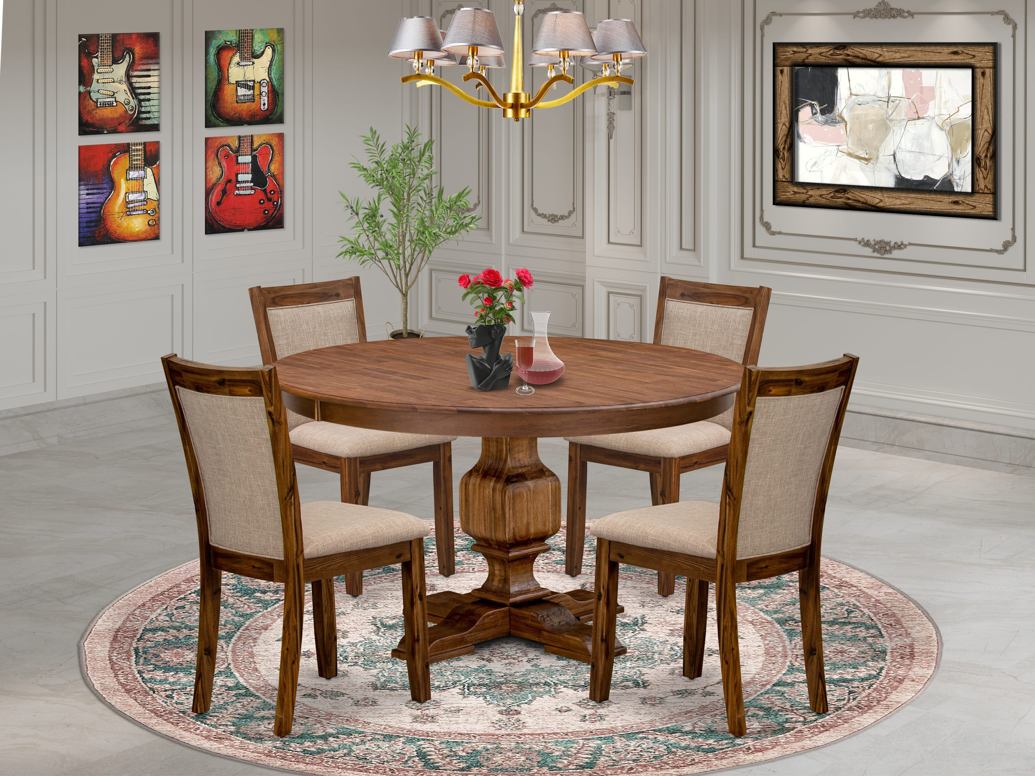 Red Barrel Studio® 5-Pc Kitchen Set Includes a Pedestal Breakfast Table ...