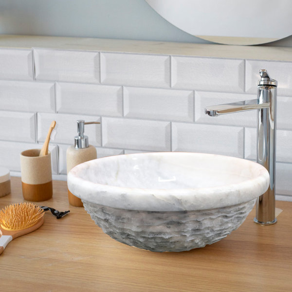 Onyx Marble Designs Handmade Marble Onyx Bathroom Sink, 15.5”, Round ...