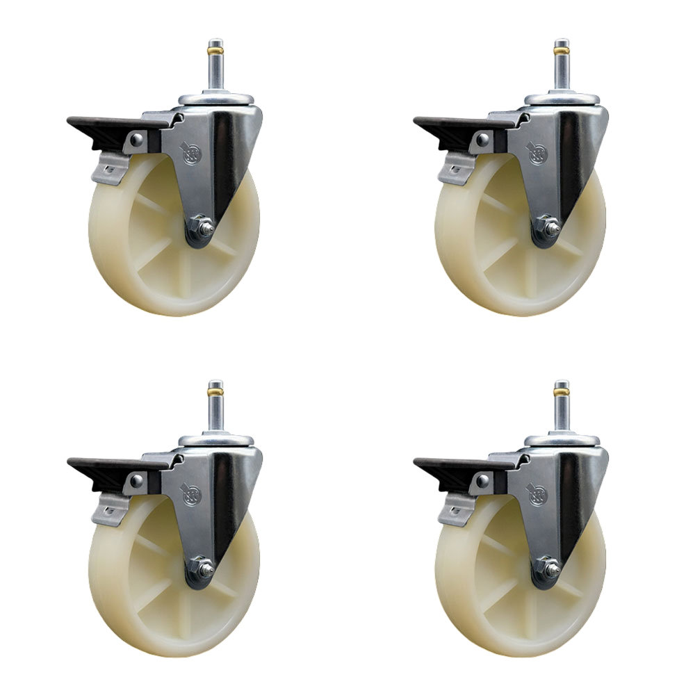 Service Caster Swivel Grip Ring Stem Caster Set with Brake | Wayfair