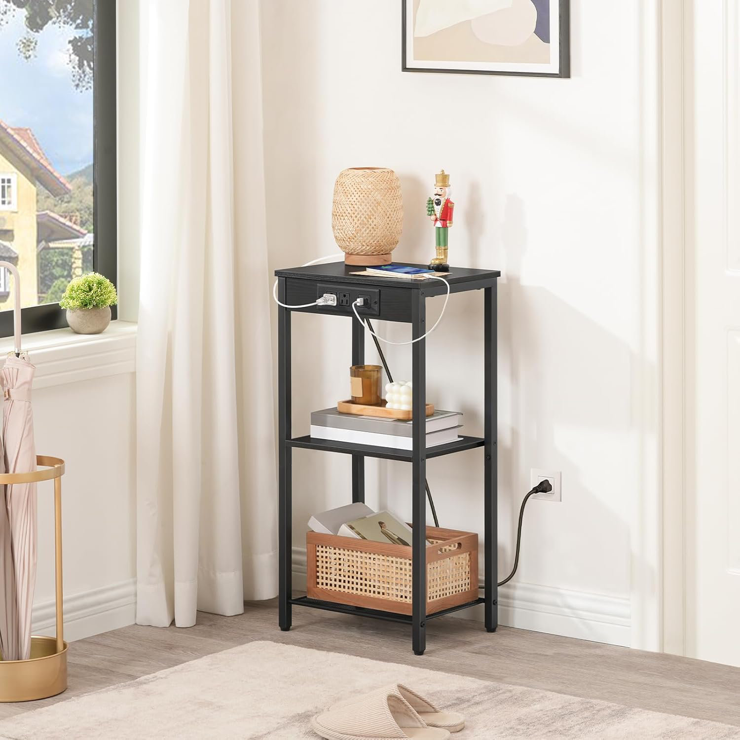 17 Stories Tall End Tables With Charging Station, 30 Inch Tall ...