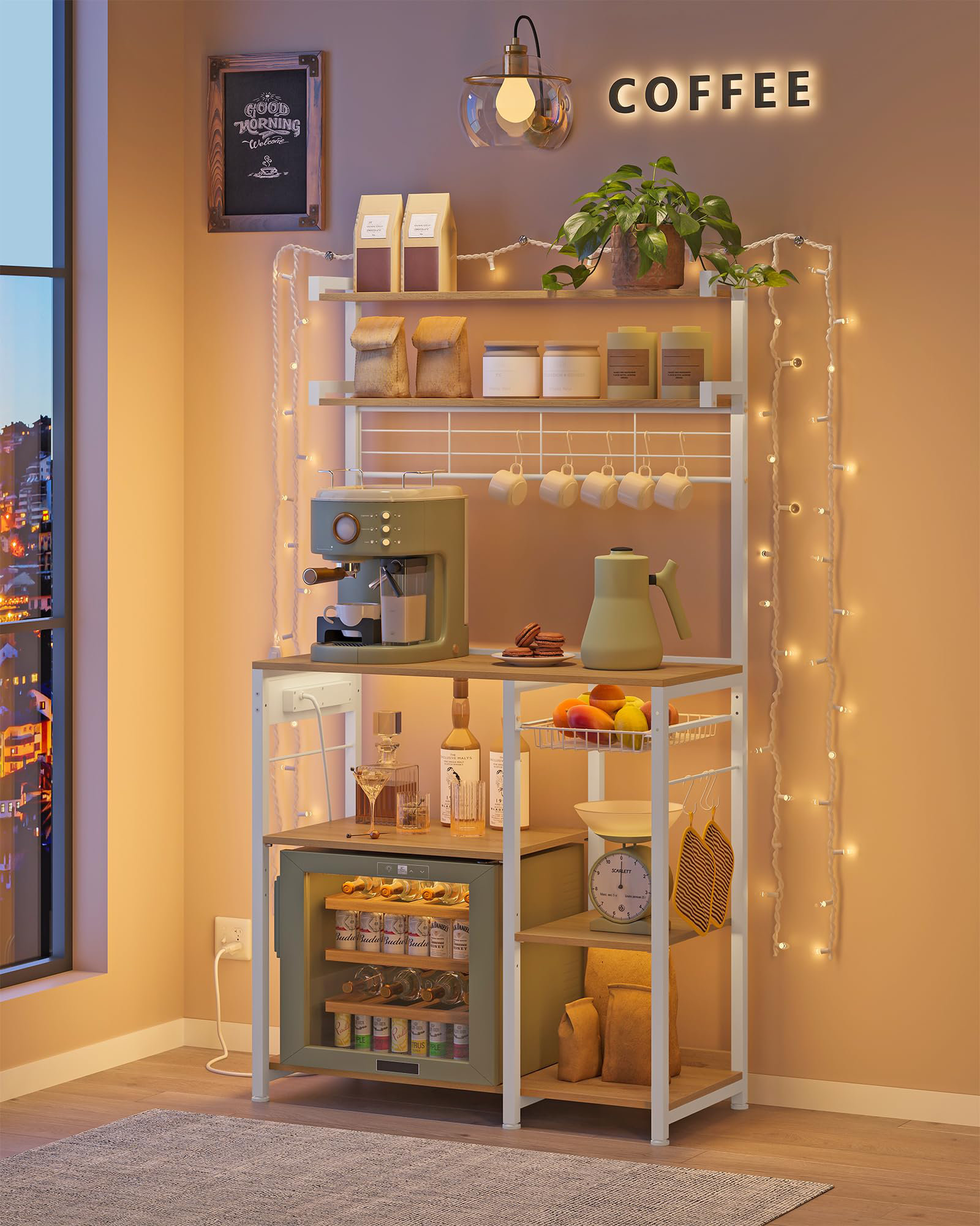 Latitude Run® Bread Rack With 4 AC Outlets, Adjustable Shelves And 8 S ...