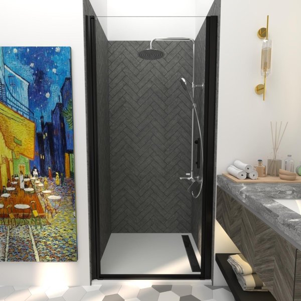 KeepTech 34X72" 34-35.5"W x 72"H Frameless Pivot Shower Door,Matte ...