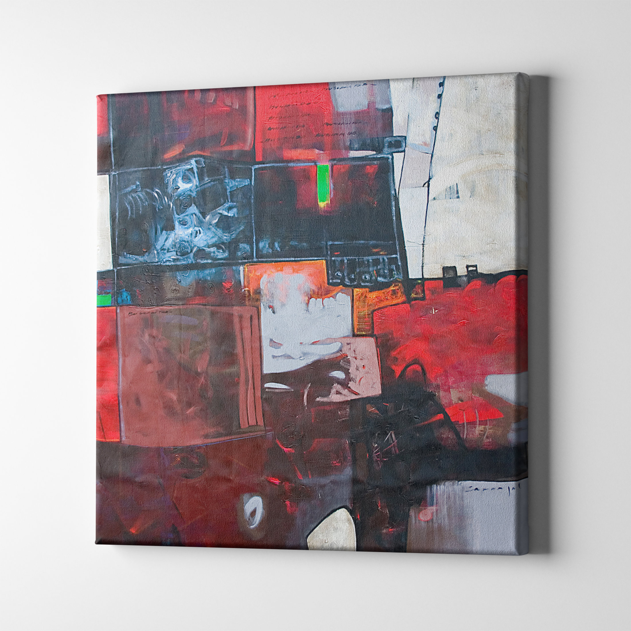 Brayden Studio® Black Red Modern Abstract - Wrapped Canvas Print | Wayfair