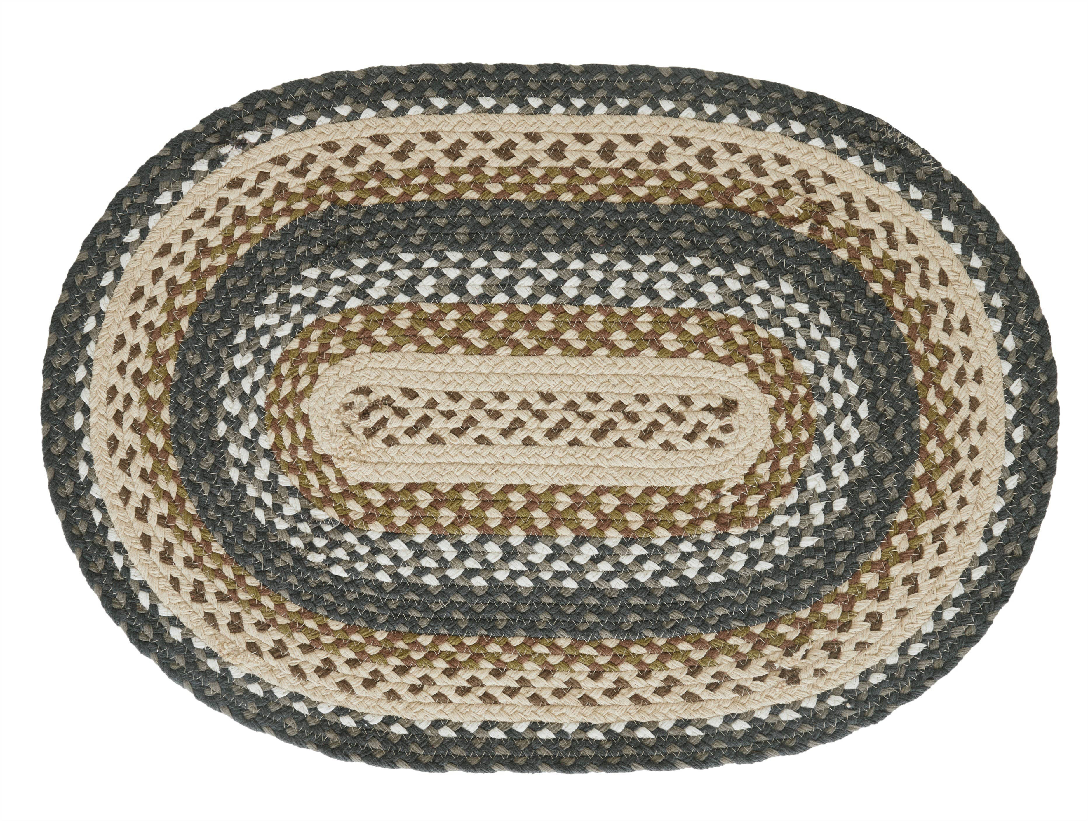 Rosalind Wheeler Brittani Machine Braided Cotton Area Rug in Brown ...