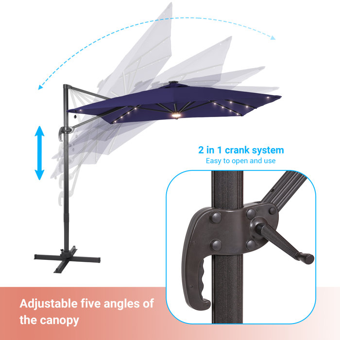 Arlmont & Co. Rinna 120'' x 96'' Rectangular Lighted Cantilever ...