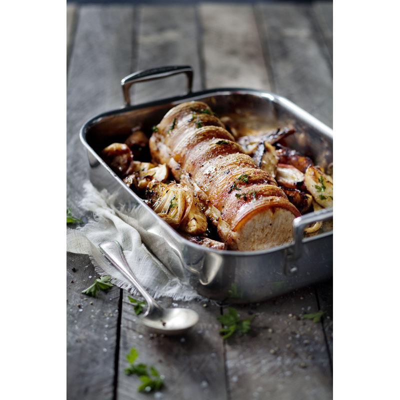 Le Creuset Stainless Steel Signature Rectangular Roaster & Rack, 17 In ...
