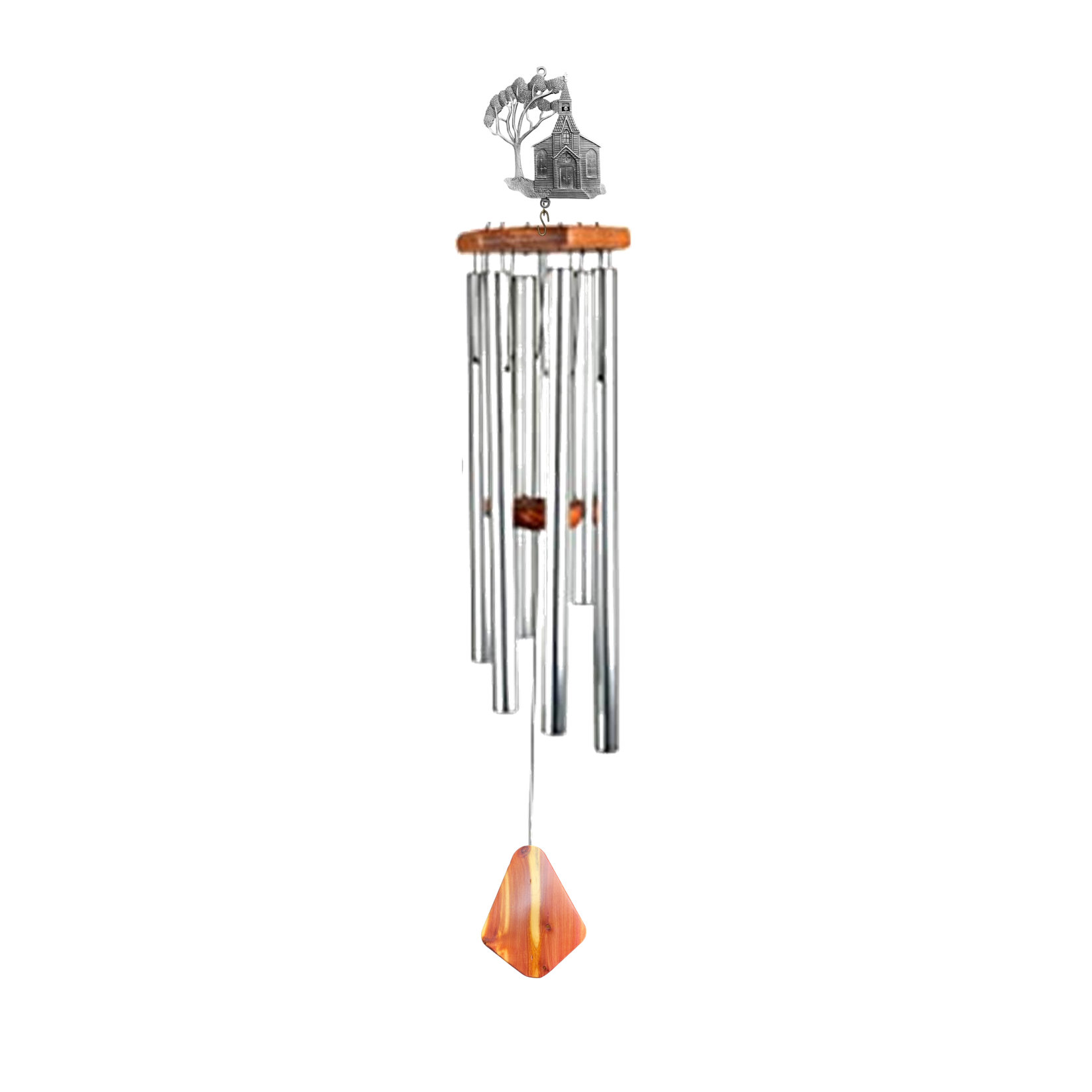 Sierra Lifestyles Wind Chime - 36 in Church/Angel - Silver Tube - Wood ...