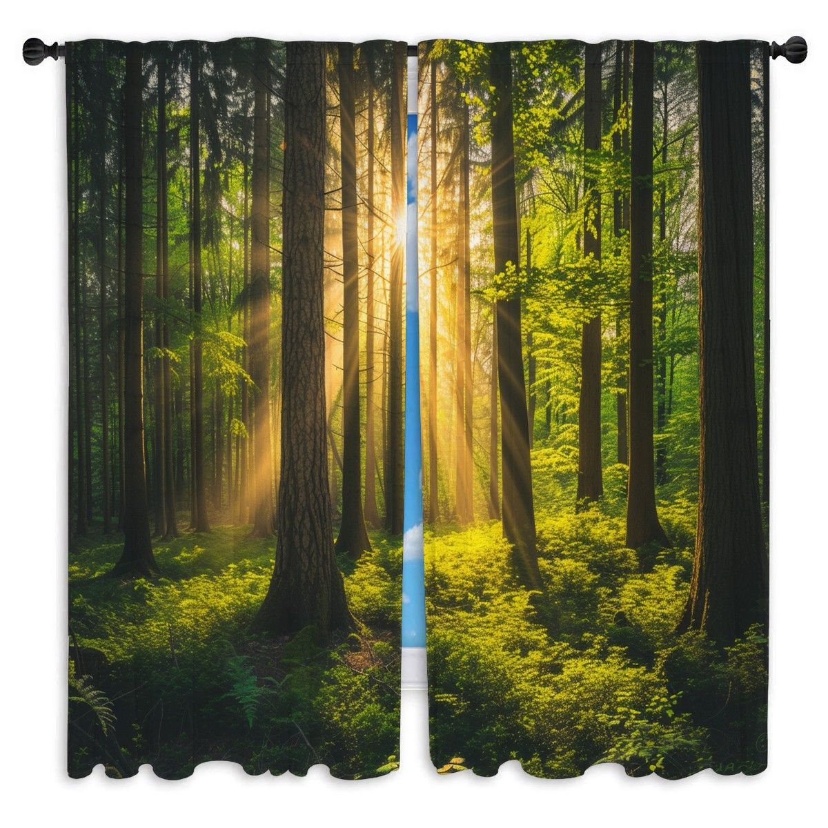East Urban Home Forest Window Curtains Nature Sunlight Through Drapes ...