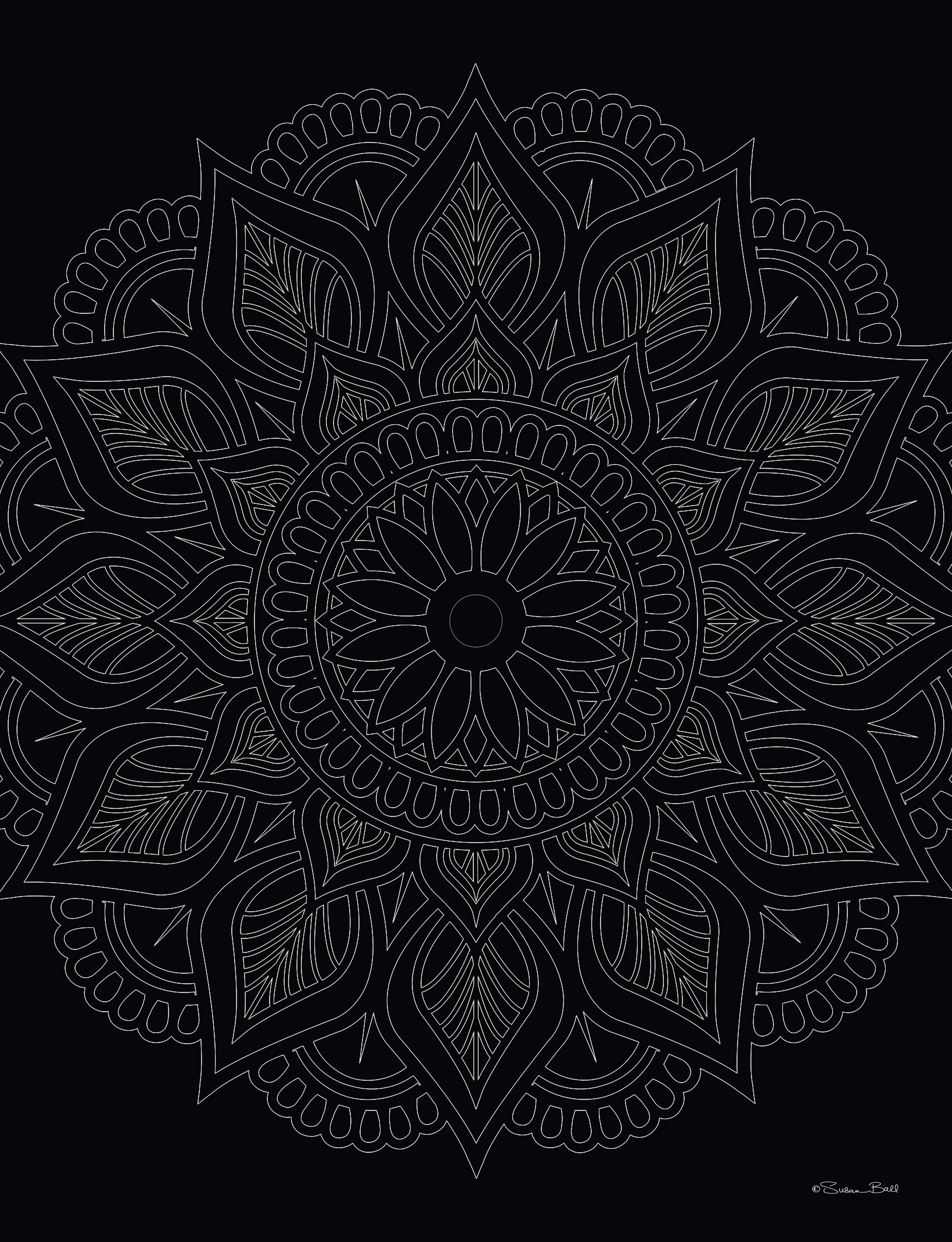 Bungalow Rose Mandala On Black 2 On Canvas by Susan Ball Print | Wayfair