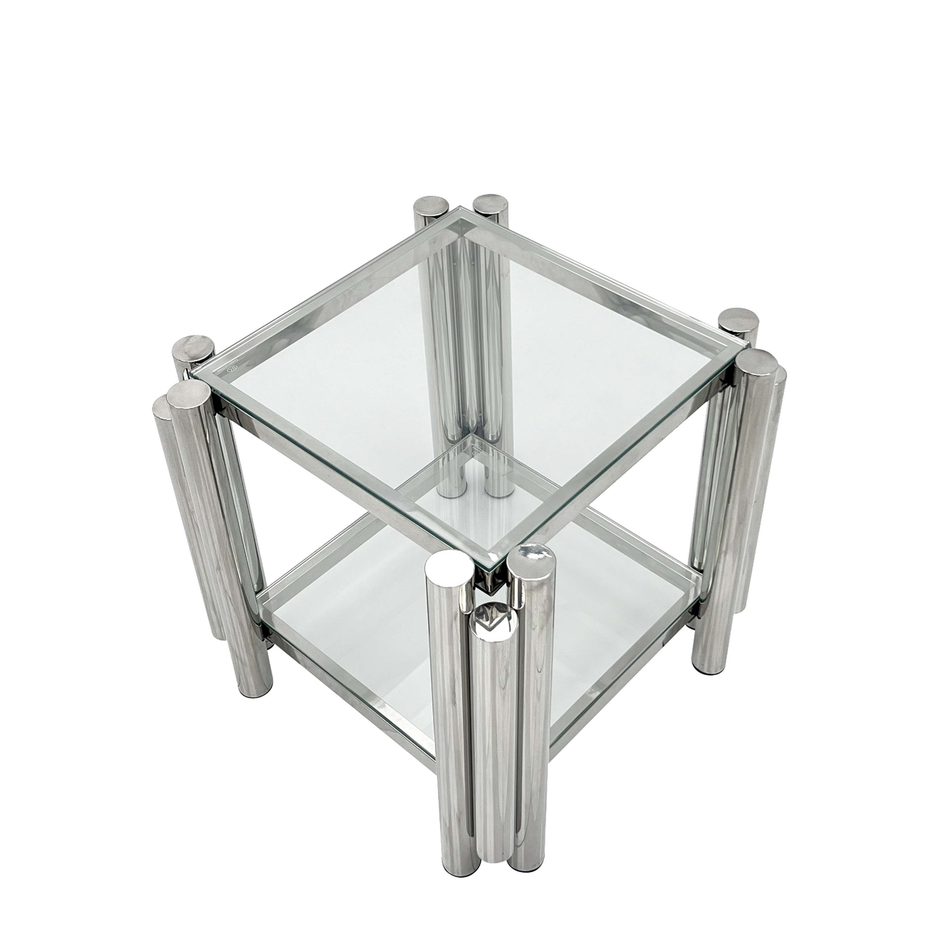 Everly Quinn Square End Table, Modern Stainless Steel End Table, Double ...