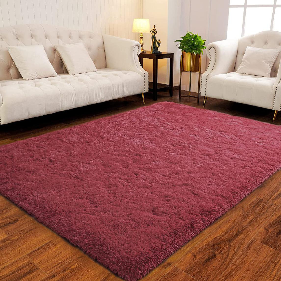 Mercer41 Jaiani Solid Color Machine Woven Rectangle 4' x 5'3" velvet ...