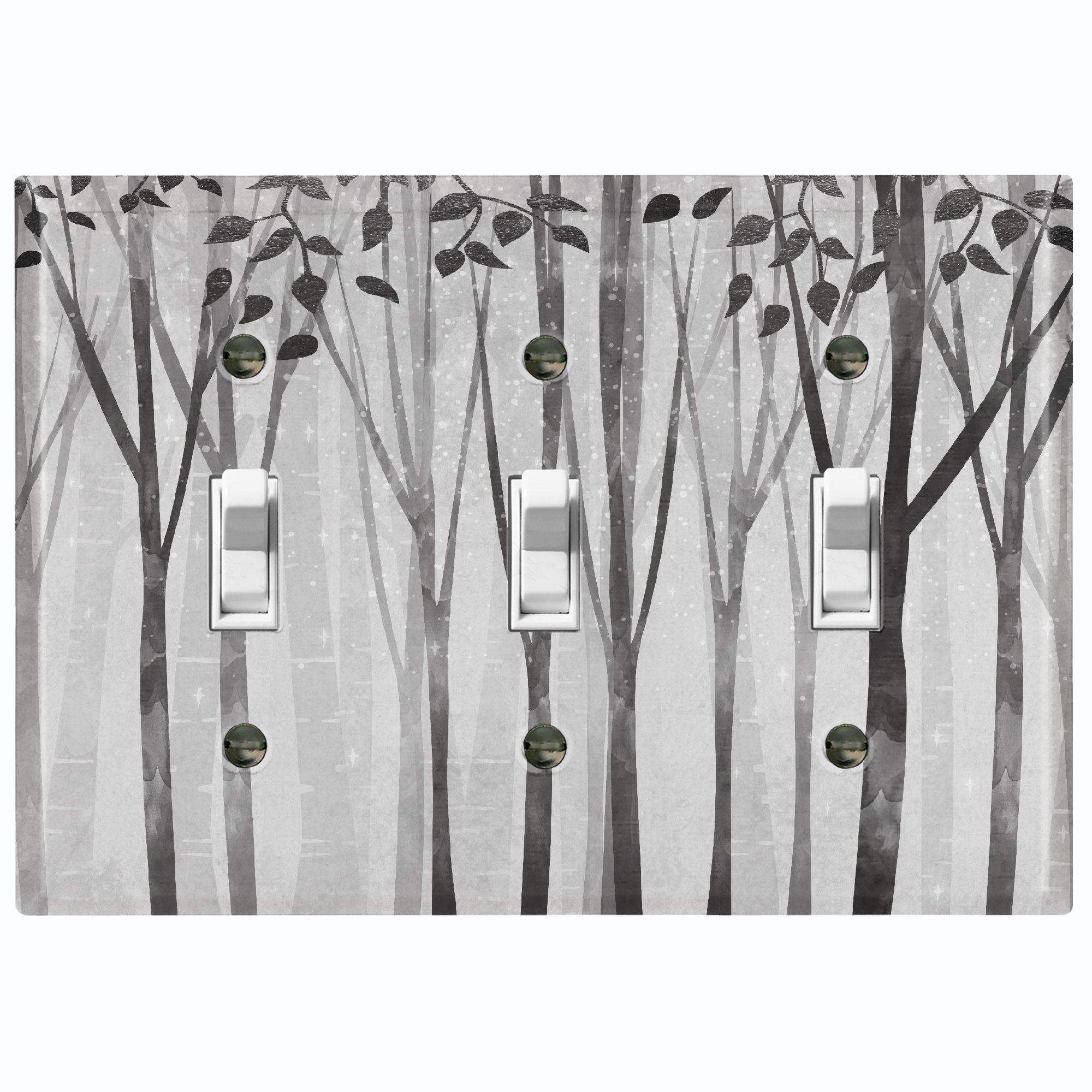 WorldAcc Gray Forest Trees Nature Themed 3 - Gang Toggle Light Switch ...