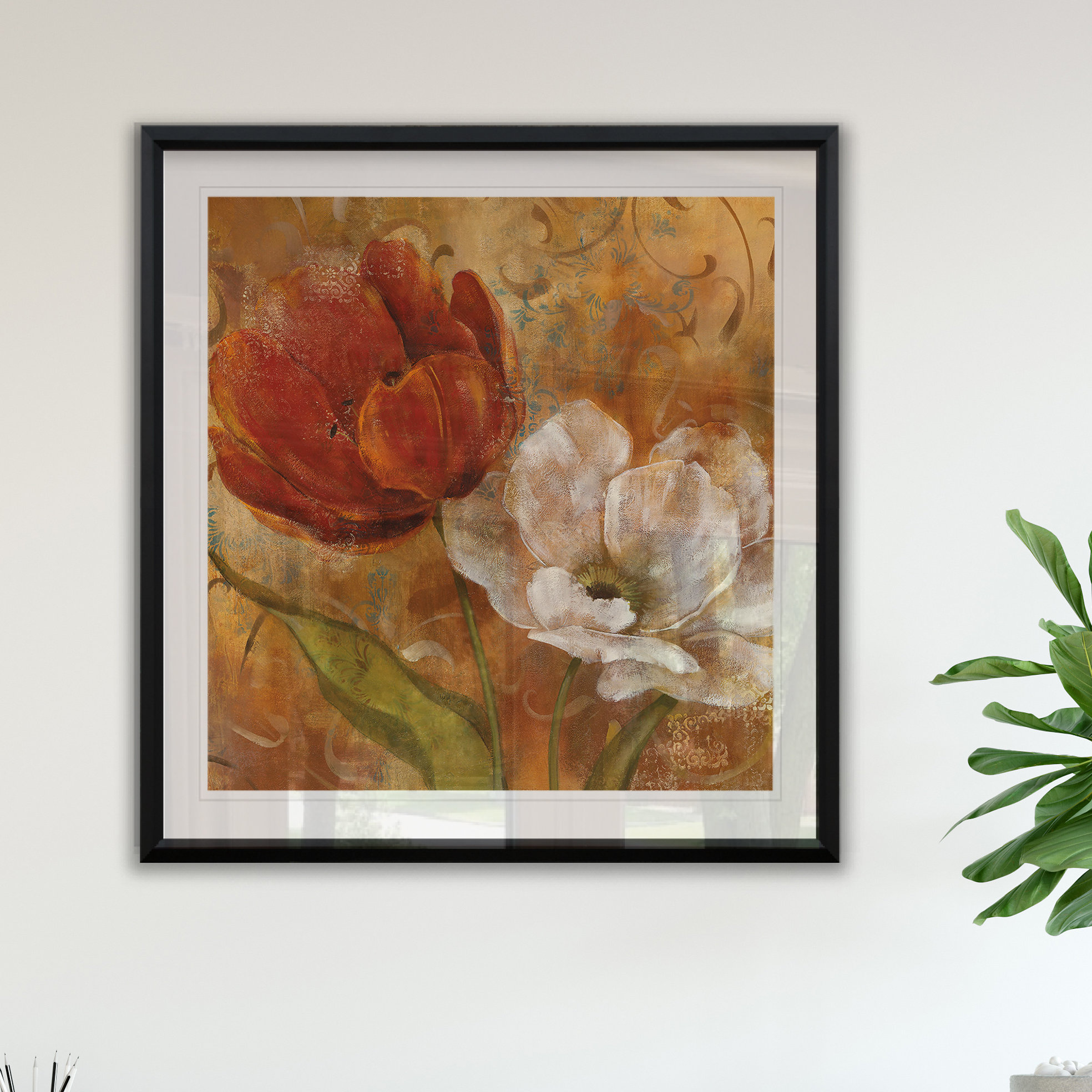 Charlton Home® Flower Duet II - Picture Frame Print | Wayfair