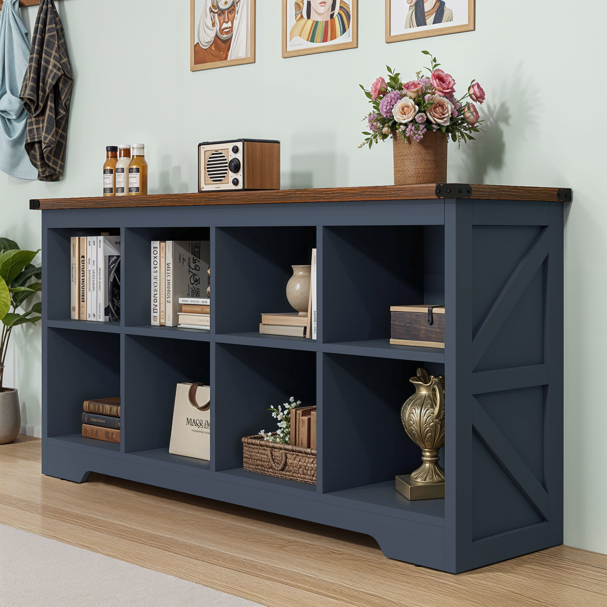 Gracie Oaks Gebrael 2-Tier Open Shelf Bookcase, 6/8-Cube Storage ...