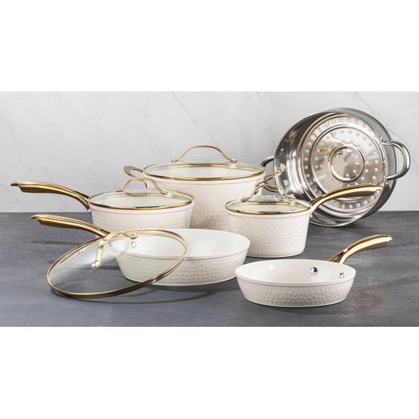 Gotham Steel 10 Piece Hammered Nonstick Ceramic Cookware Set & Reviews ...