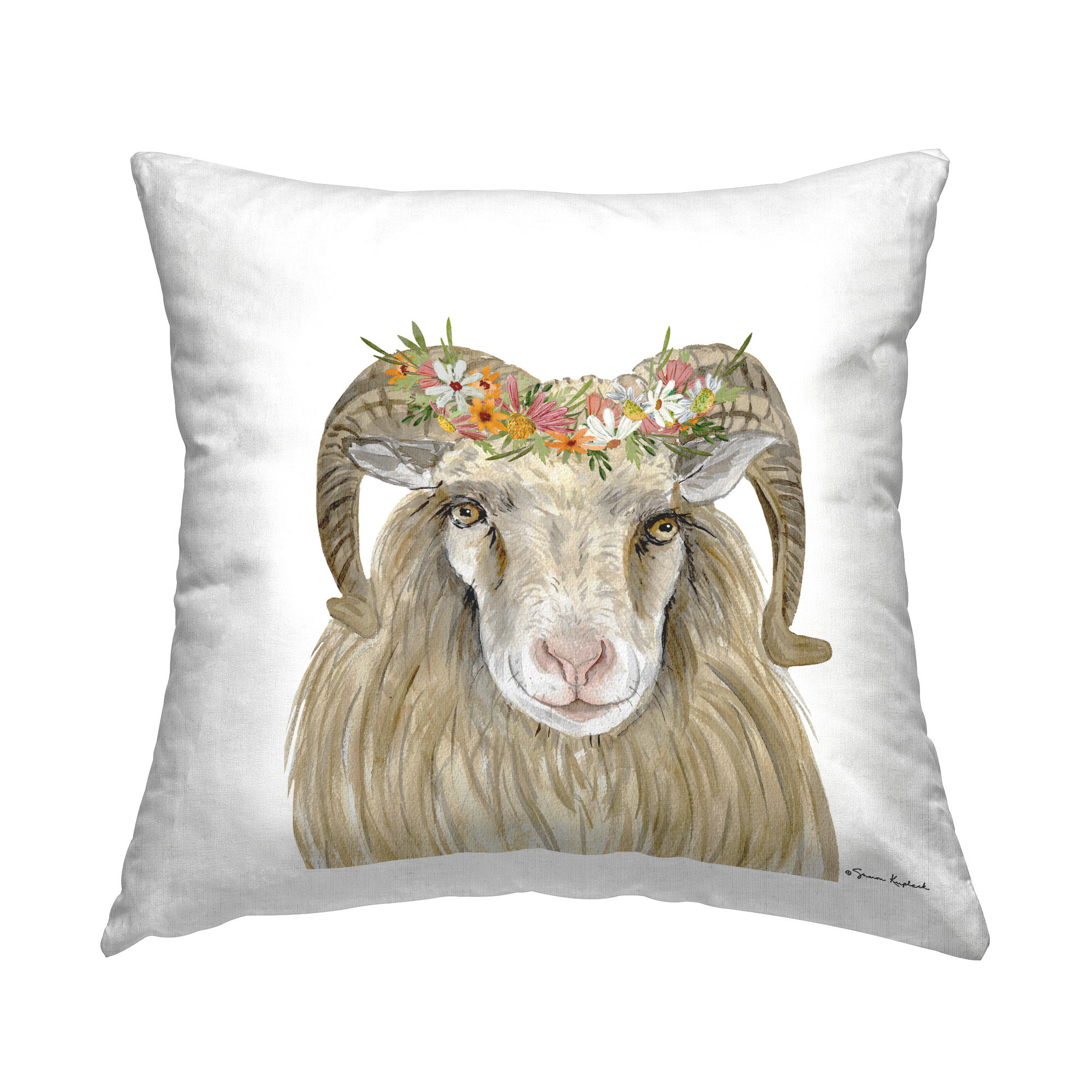 Stupell Industries Ram & Wildflower Crown Decorative Printed Throw ...