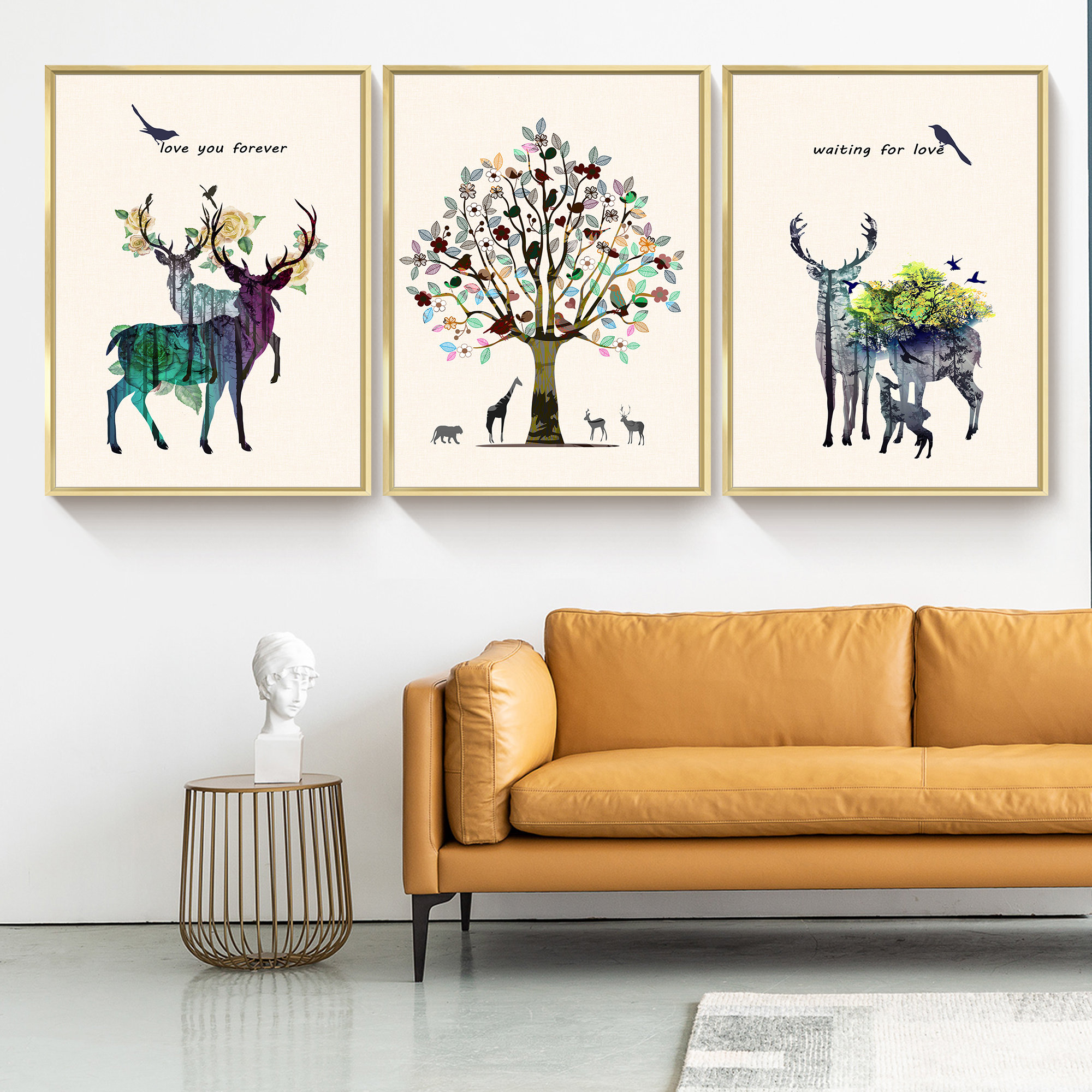 Millwood Pines Forest Framed Wall Art - 3 Piece Picture Aluminum Frame ...