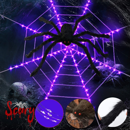 The Holiday Aisle® Haunted House BIG Spider Web Light String 144 LED ...