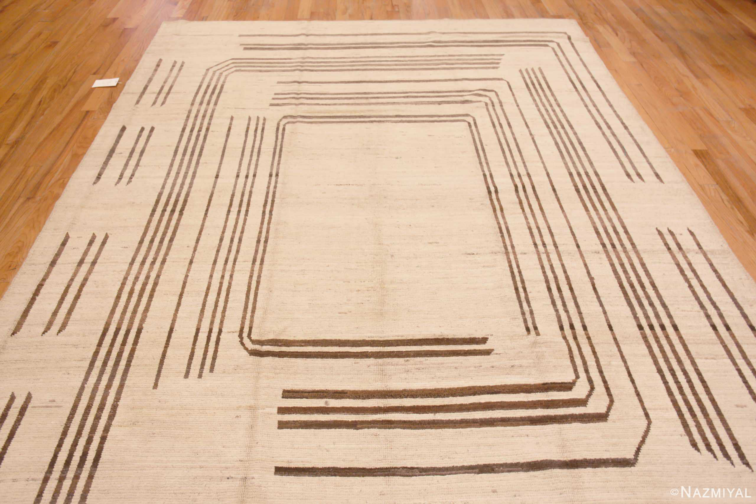 Nazmiyal Collection One-of-a-Kind Ivory/Cream/Brown Geometric Square ...